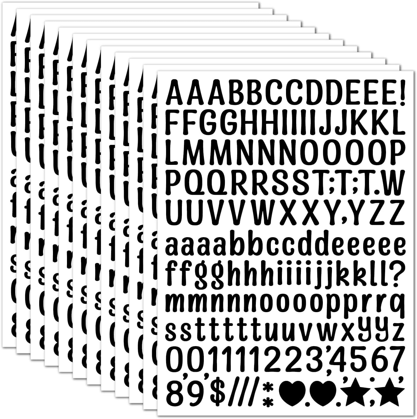 15 Sheet Small Letter Stickers - 1/2 Inch White Vinyl Self Adhesive ...