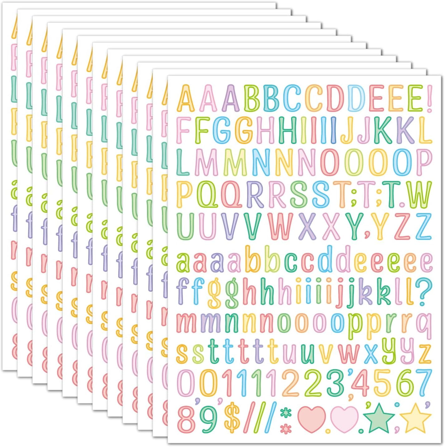 15 Sheet Small Letter Stickers - 1/2 Inch White Vinyl Self Adhesive ...