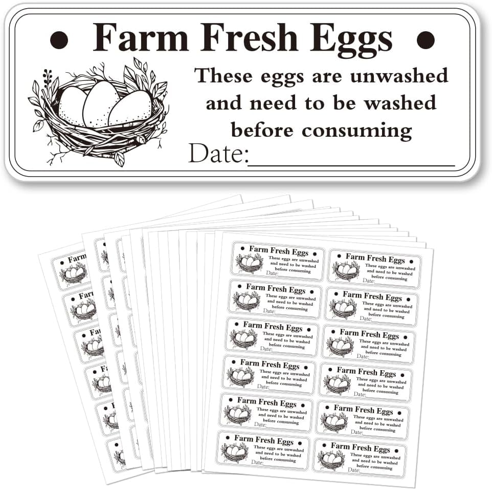 15 Sheets 180 Pcs Farm Fresh Unwashed Egg Carton Labels Self Adhesive ...