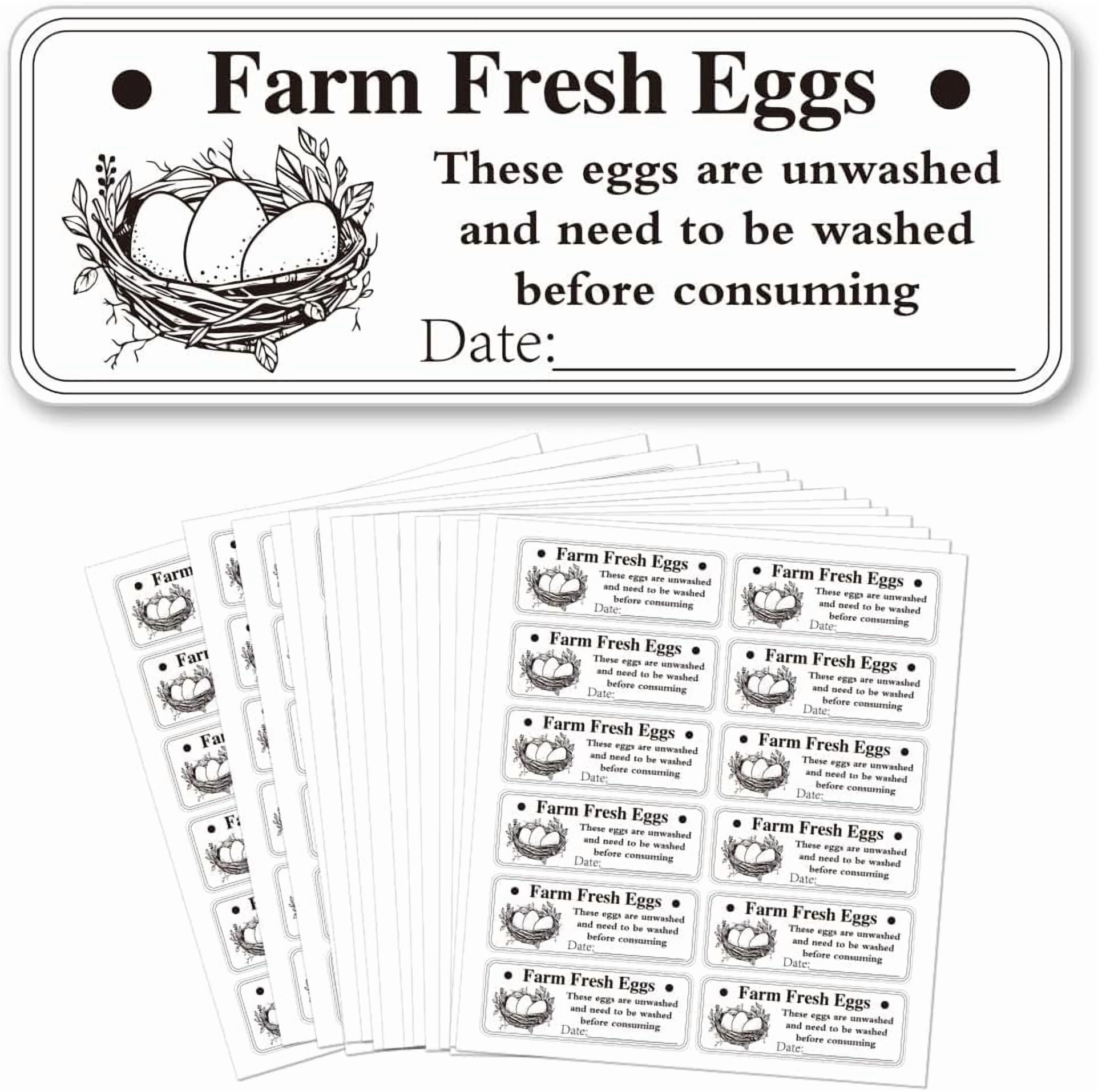 15 Sheets 180 Pcs Farm Fresh Unwashed Egg Labels Self Adhesive Egg ...