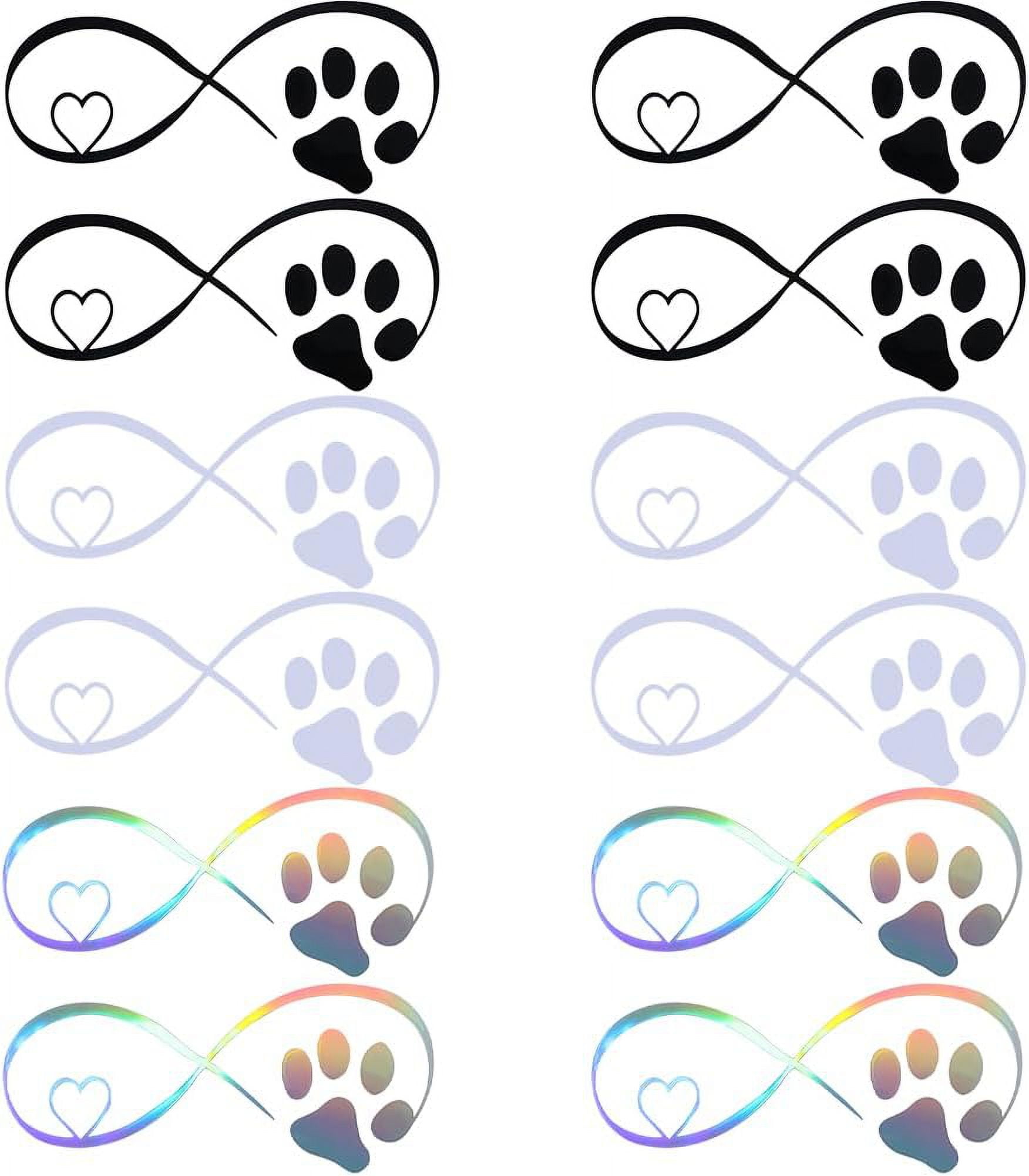 15 Sheets 3 Colors Infinity & Heart & Dog Paw Print PVC Waterproof Car ...