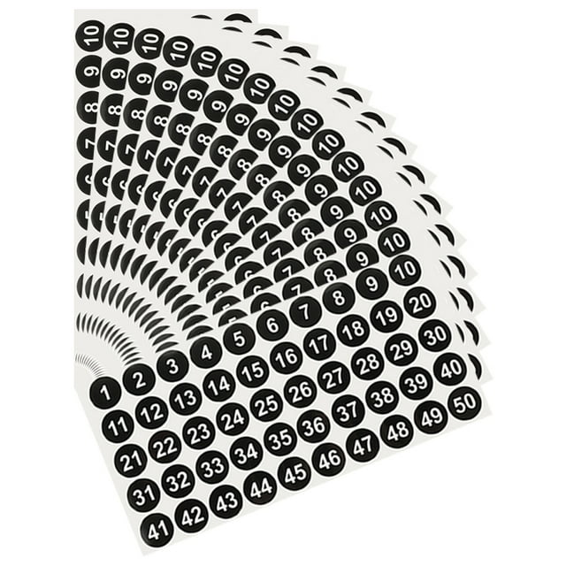 15 Sheets Number Sticker Round Digital Classification Marking Stickers Labels Serial Package ...