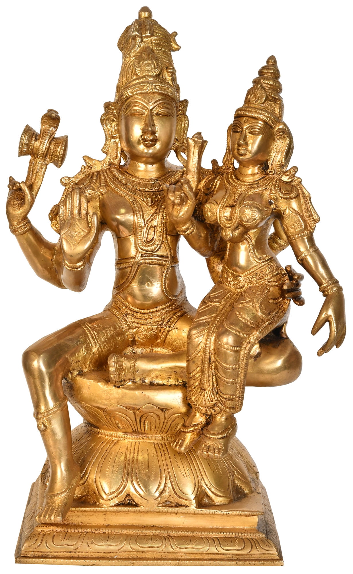 15" Shiva Parvati In Brass | Handmade | Made In India - Brass Statue ...