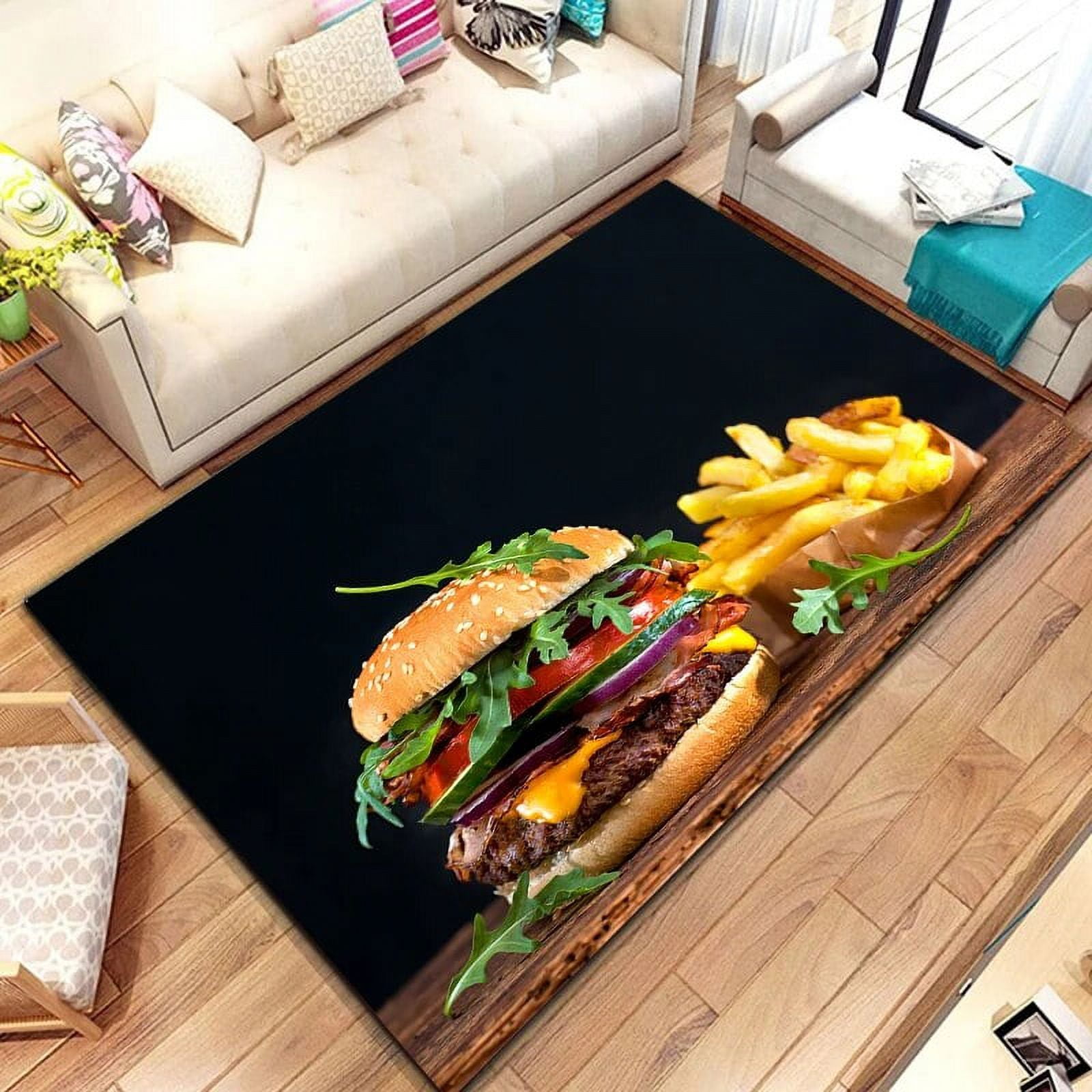 15 Sizes Food burgers Pattern Rug Carpet for Living Room Bathroom Mat ...