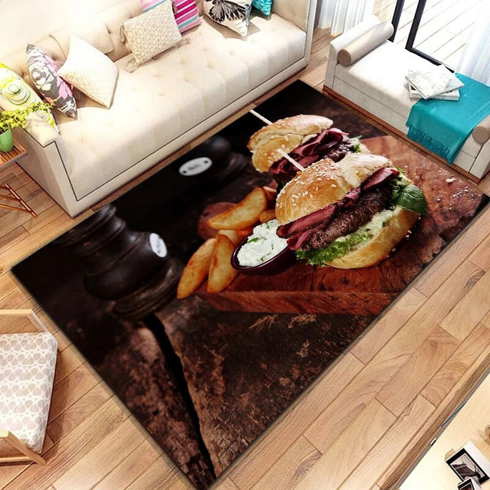 15 Sizes Food burgers Pattern Rug Carpet for Living Room Bathroom Mat ...