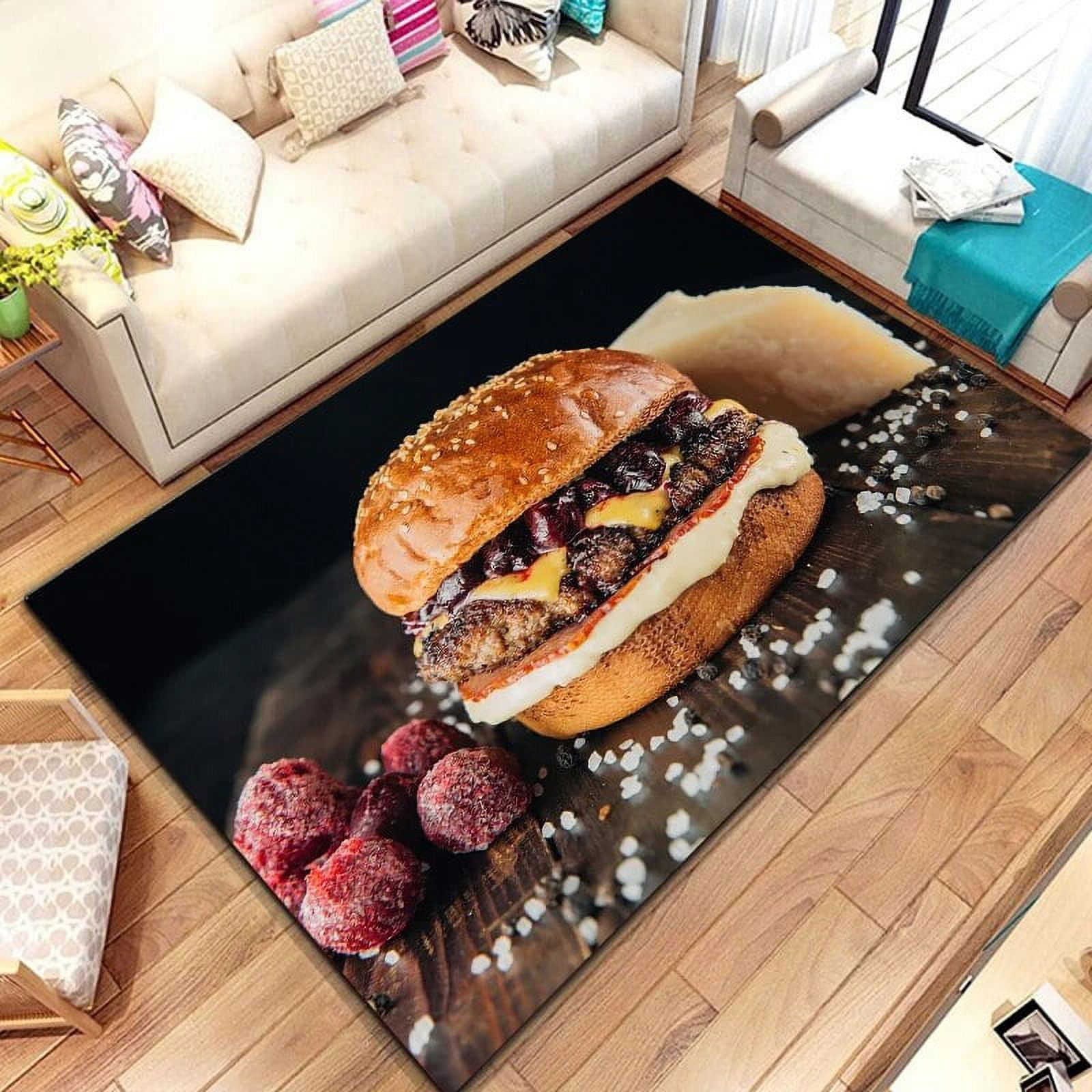 15 Sizes Food burgers Pattern Rug Carpet for Living Room Bathroom Mat ...