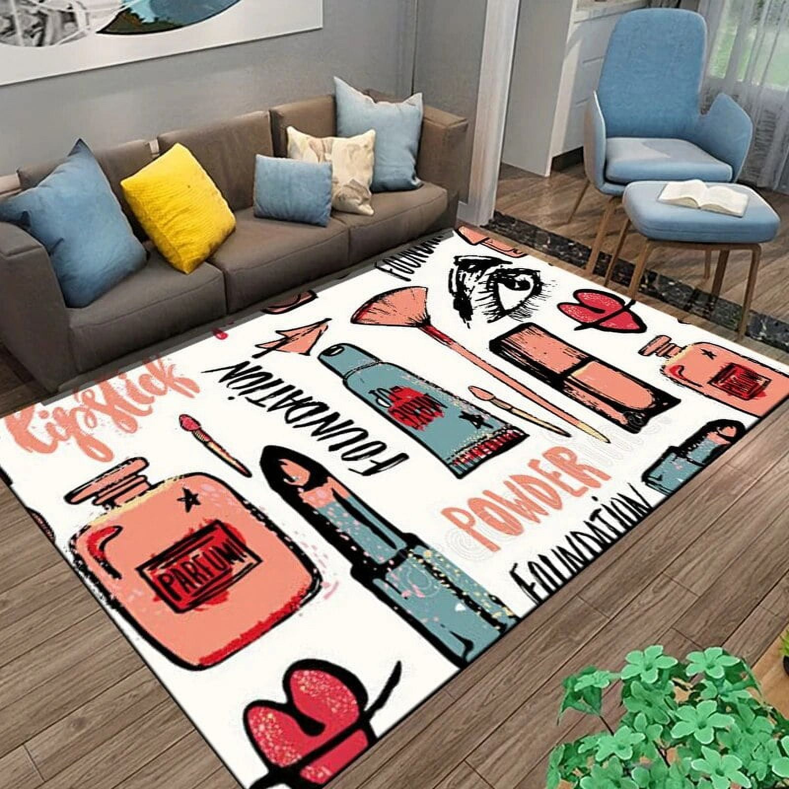 15 Sizes Hand painted makeup and cosmetics Room Rug Street Fashion ...