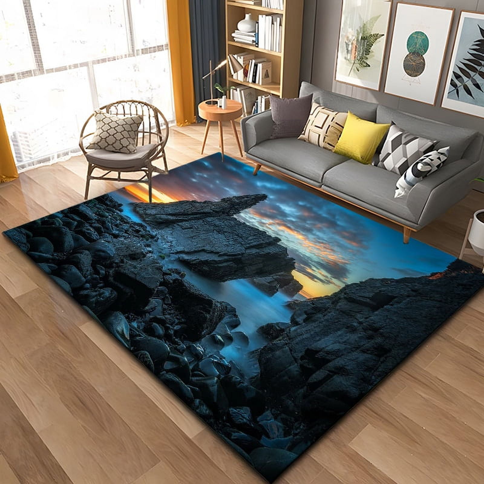 15 Sizes Natural Rock Scenery Pattern Rug for Bedroom Living Room ...