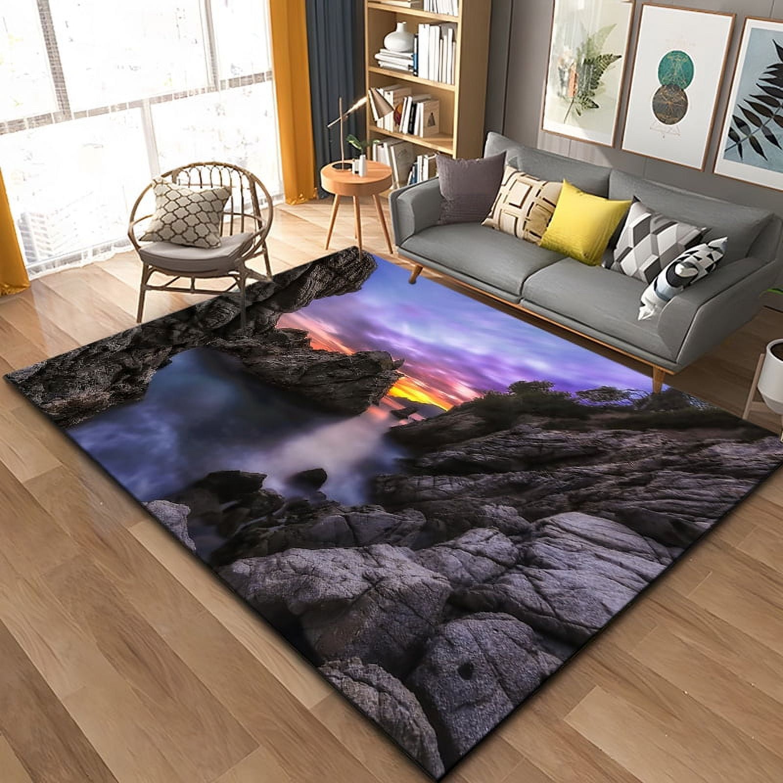 15 Sizes Natural Rock Scenery Pattern Rug for Bedroom Living Room ...