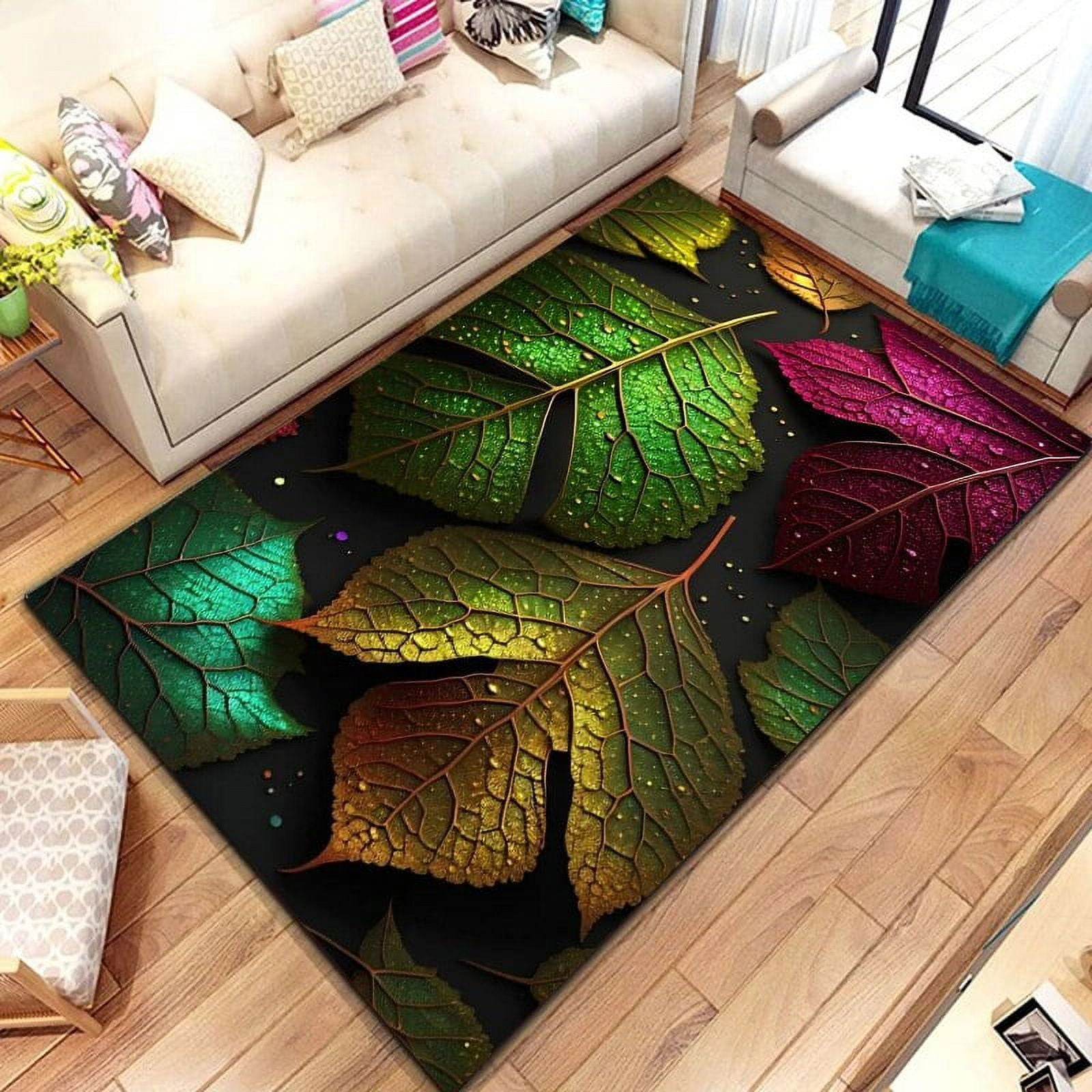 15 Sizes Tropical Leaf Pattern Rug for Bedroom Living Room Carpet for ...