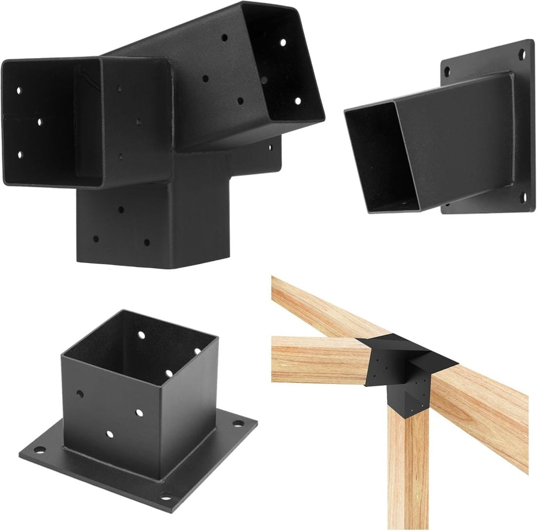 15°Slanted Roof Wall Mount Pergola Bracket kit,4 Way Pergola Brackets ...