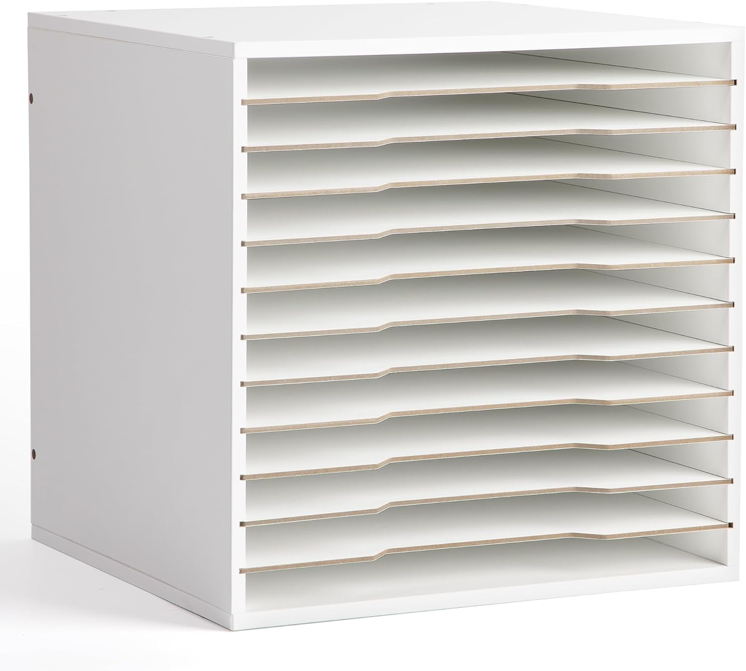 15 Slot Paper Organizer Storage, Wood Adjustable Shelves Paper Storage ...
