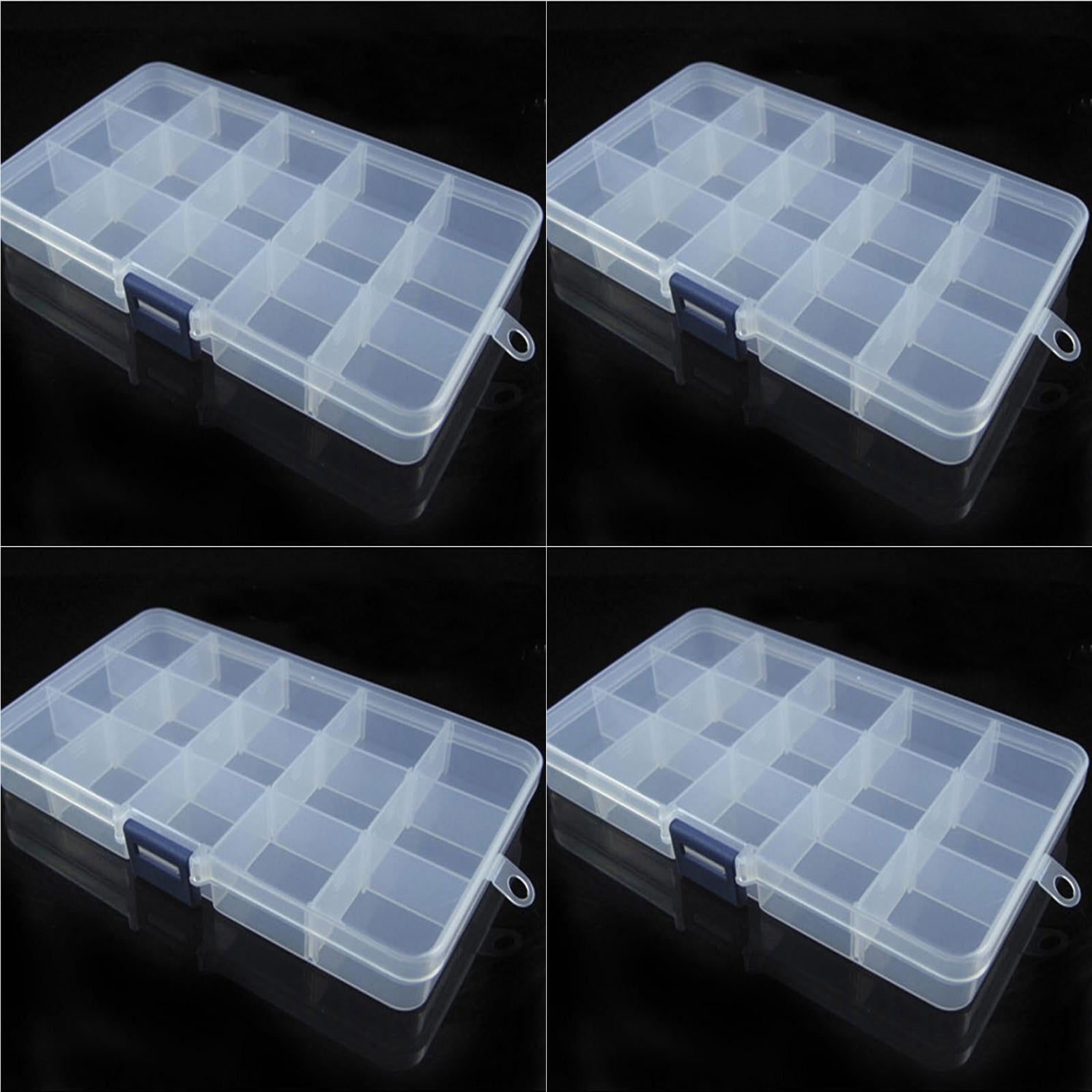 15 Slots Adjustable Fishing Lure Hook Tackle Box Storage Case Organizer ...