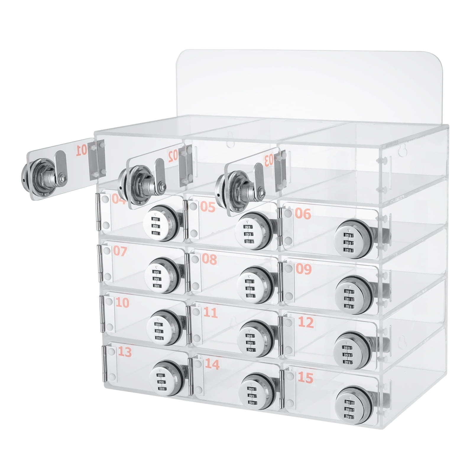 15 Slots Clear Cell Phone Locker Box,Acrylic Cell Phone Storage Cabinet ...