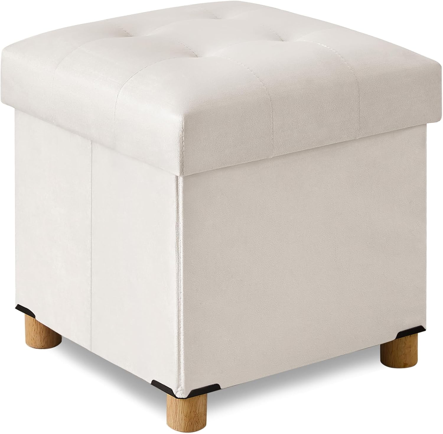 15" Small Ottoman with Storage Cube, Square Storage Ottoman Foot Stool ...