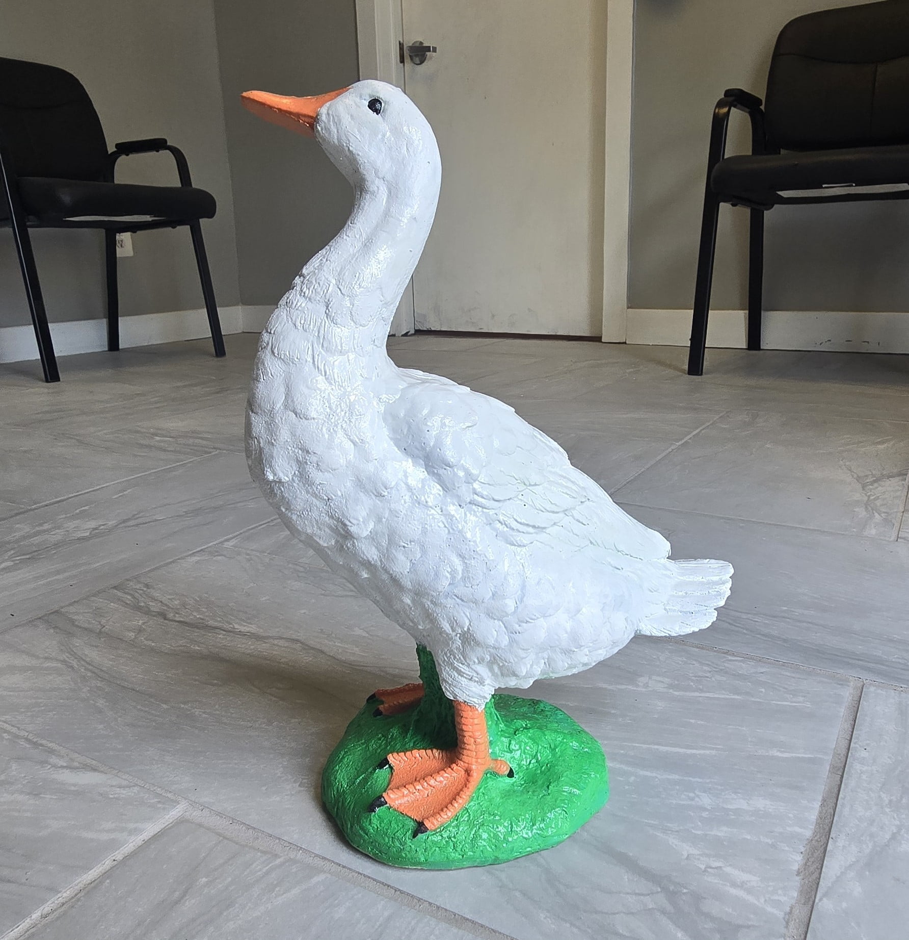 15" Solid Concrete Goose Statue, HANDMADE Dress up goose statue, life ...