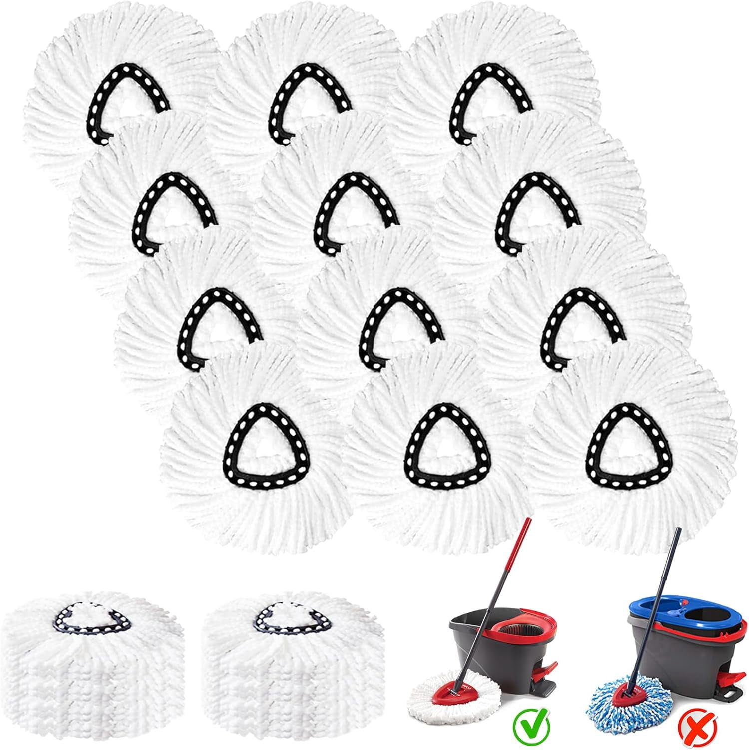 15 Spin Mop Replacement Heads, Mop Easywring 1-Tank System, Mop ...
