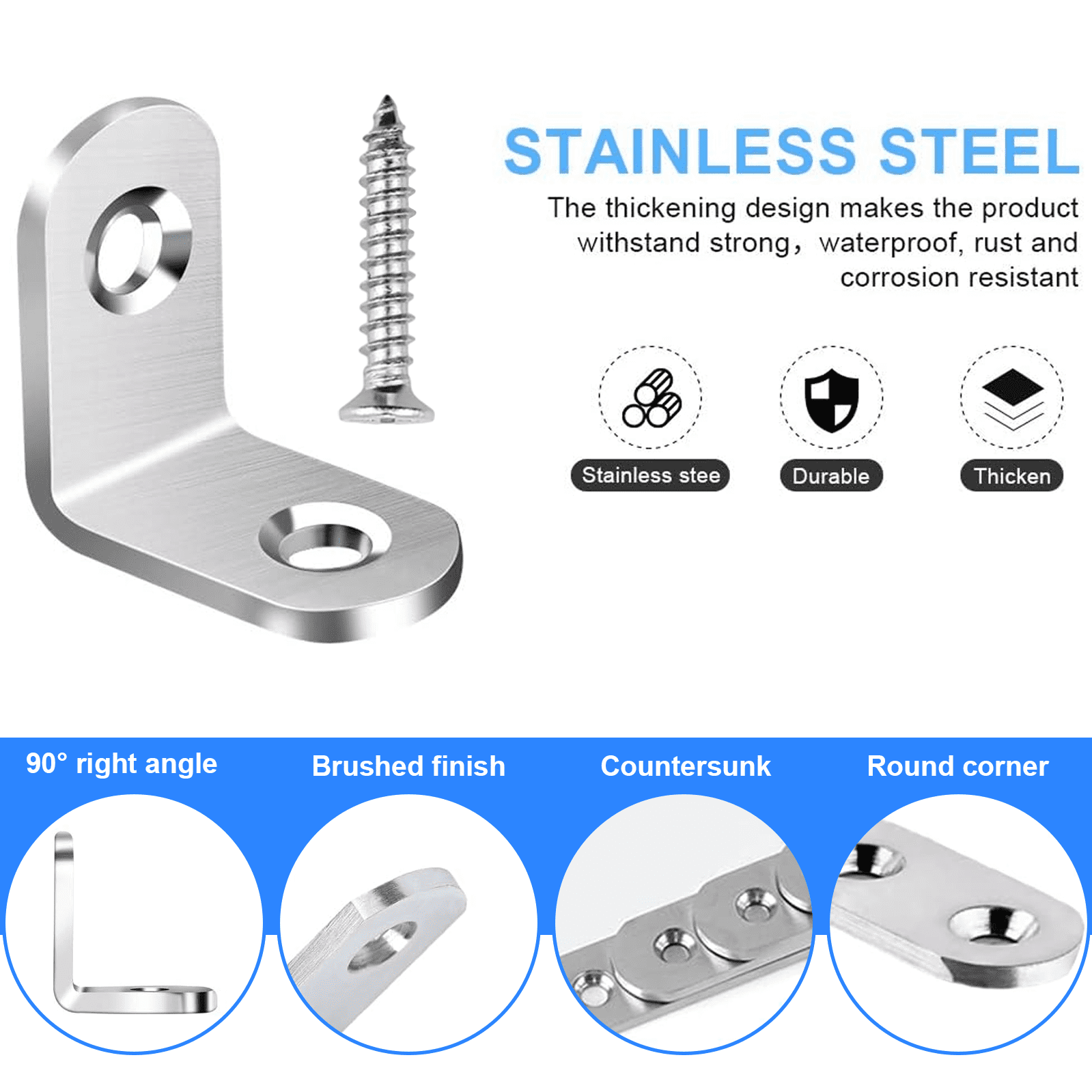 15 Stainless Steel Corner Code Brackets +15 Screw -20*20+40*40+50*50 50 ...