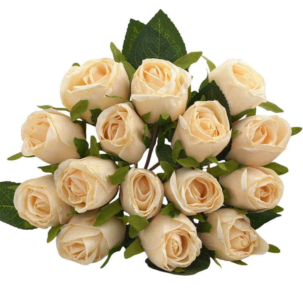 15 Stems Artificial Silk Rose Bouquet Long Lasting Handmade Floral ...