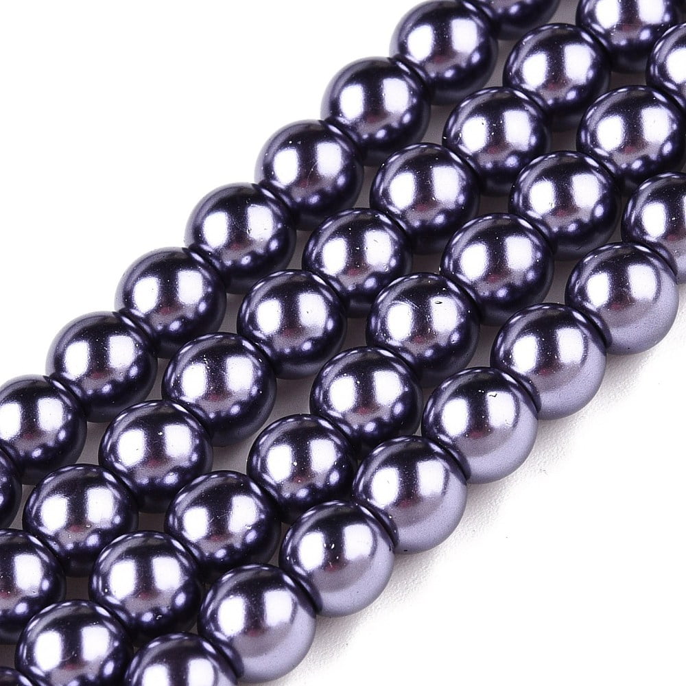 15 Strand Baking Paint Pearlized Glass Pearl Round Bead Strands Medium ...