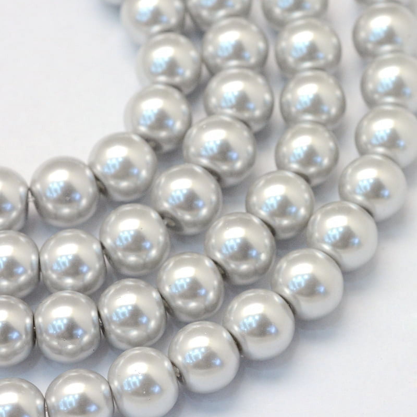15 Strand Baking Painted Pearlized Glass Pearl Round Bead Strands Light ...
