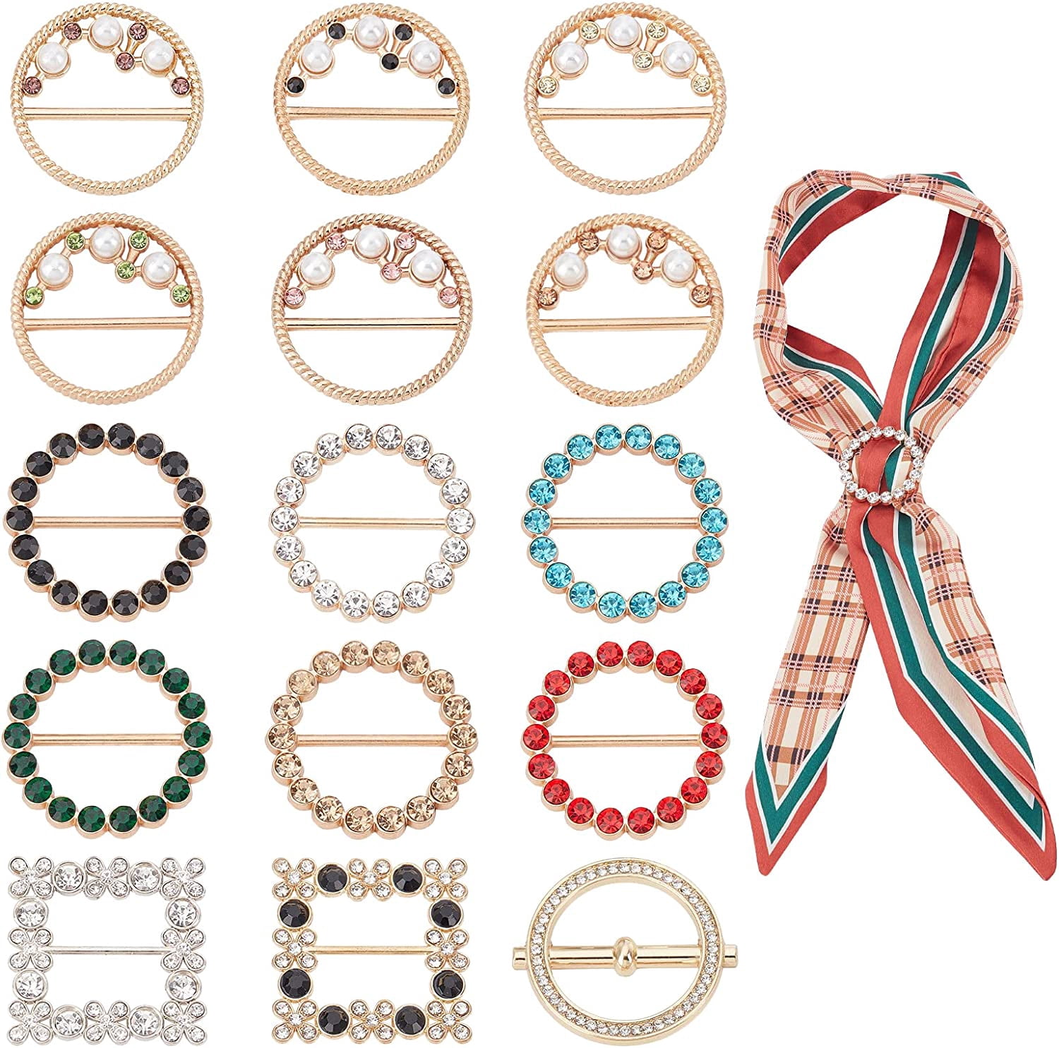 15 Styles T Shirt Scarf Clip Ring Clothing Ring Wrap Holder Round ...