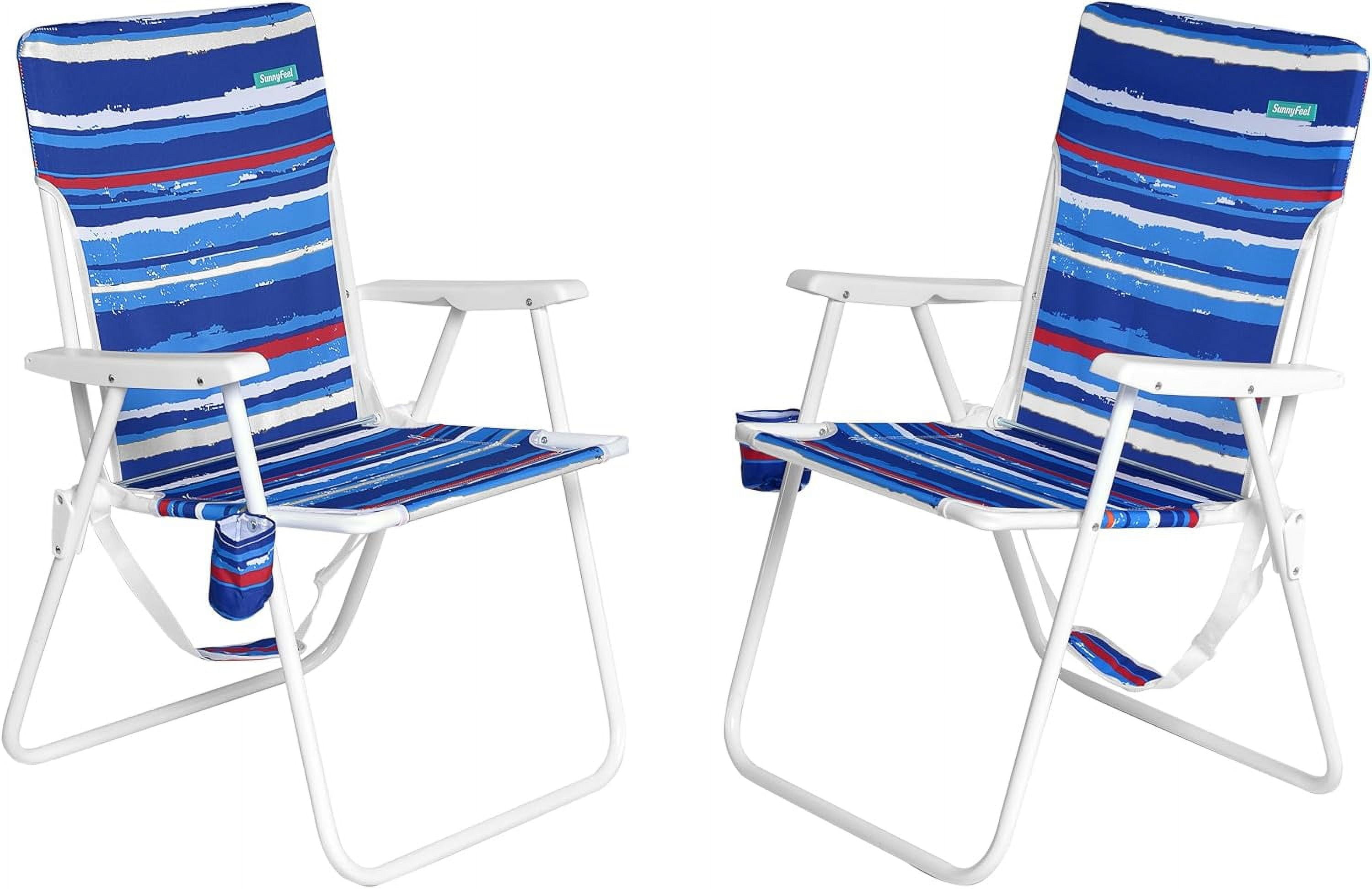 15" Tall Folding Beach Chair for Adults 2 Pack, Oversized Portable High ...