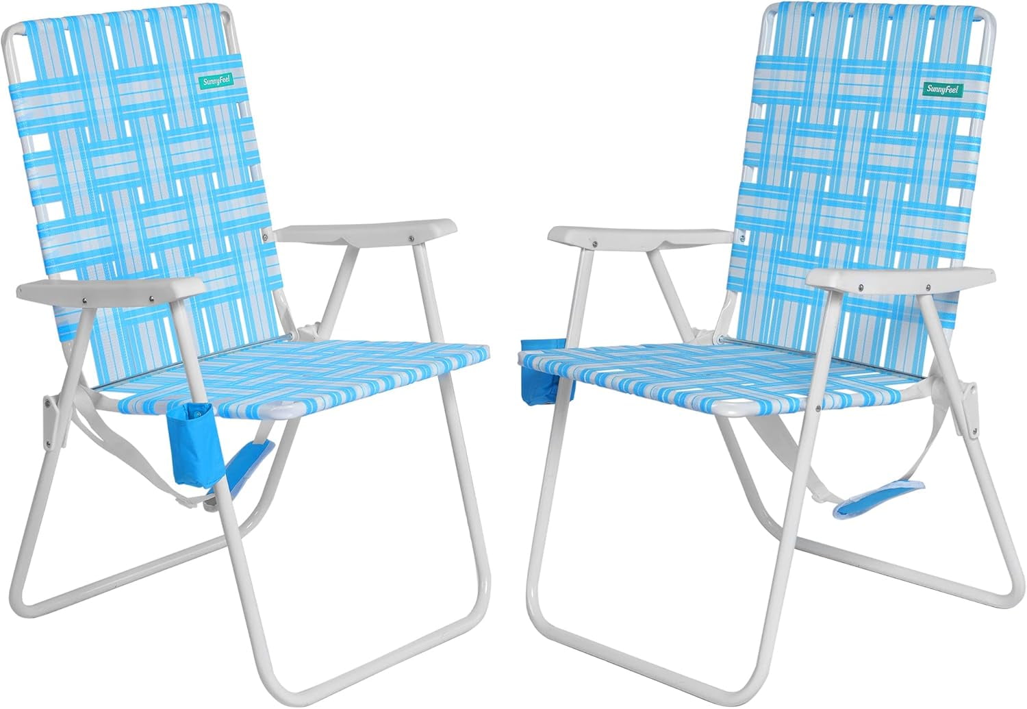 15" Tall Folding Webbed Lawn Beach Chair for Adults 2 Pack, Portable ...