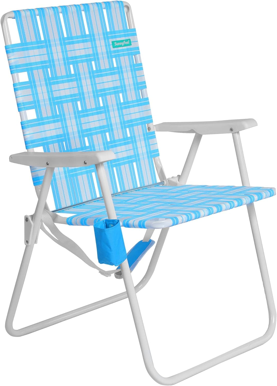 15" Tall Folding Webbed Lawn Beach Chair for Adults, Oversized Portable ...