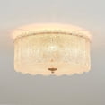 15” Textured Glass Semi Flush Mount Ceiling Light Classic Crystal Brass ...