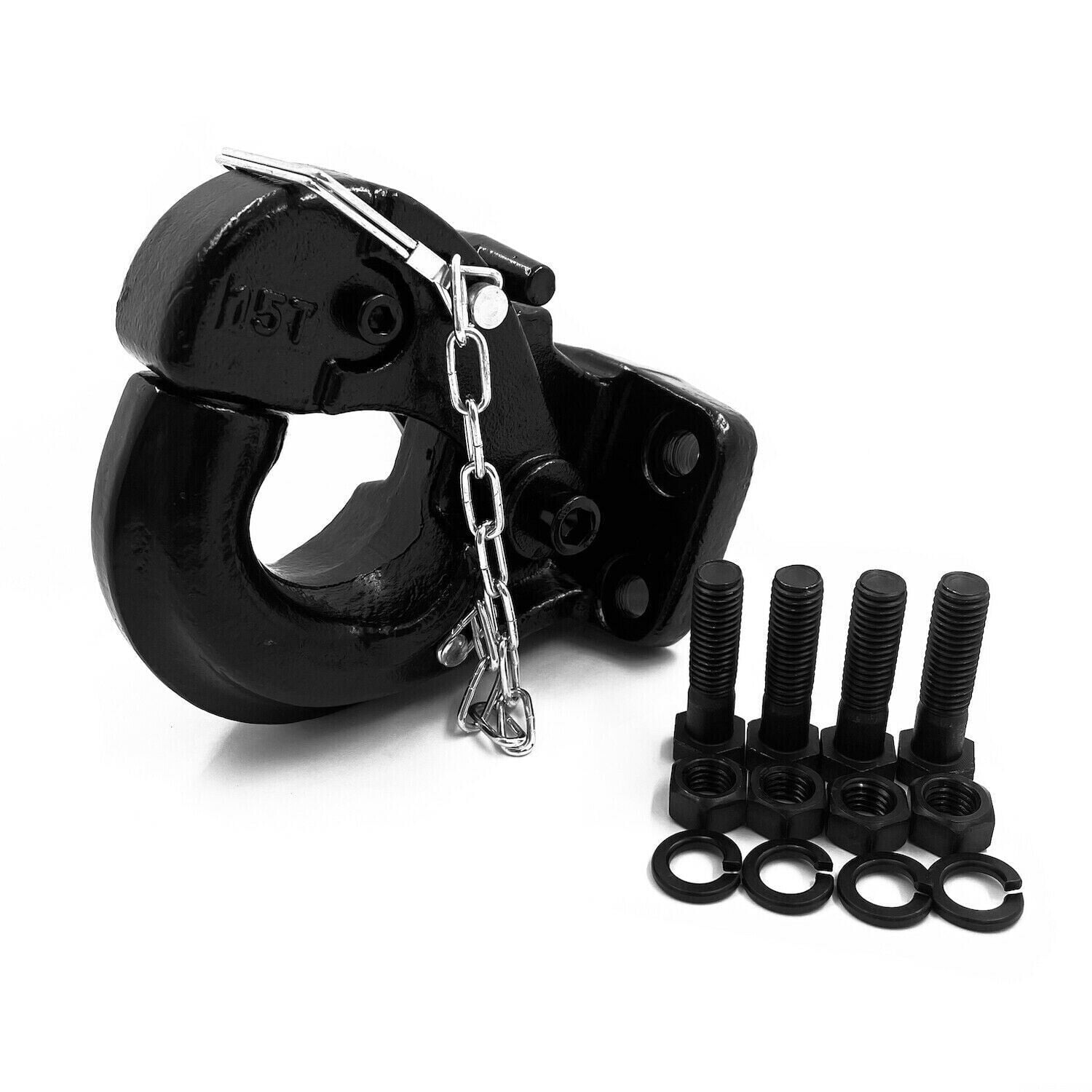 15-Ton Heavy Duty Pintle Hook Rigid Mount Hitch Trailer Towing -Black ...