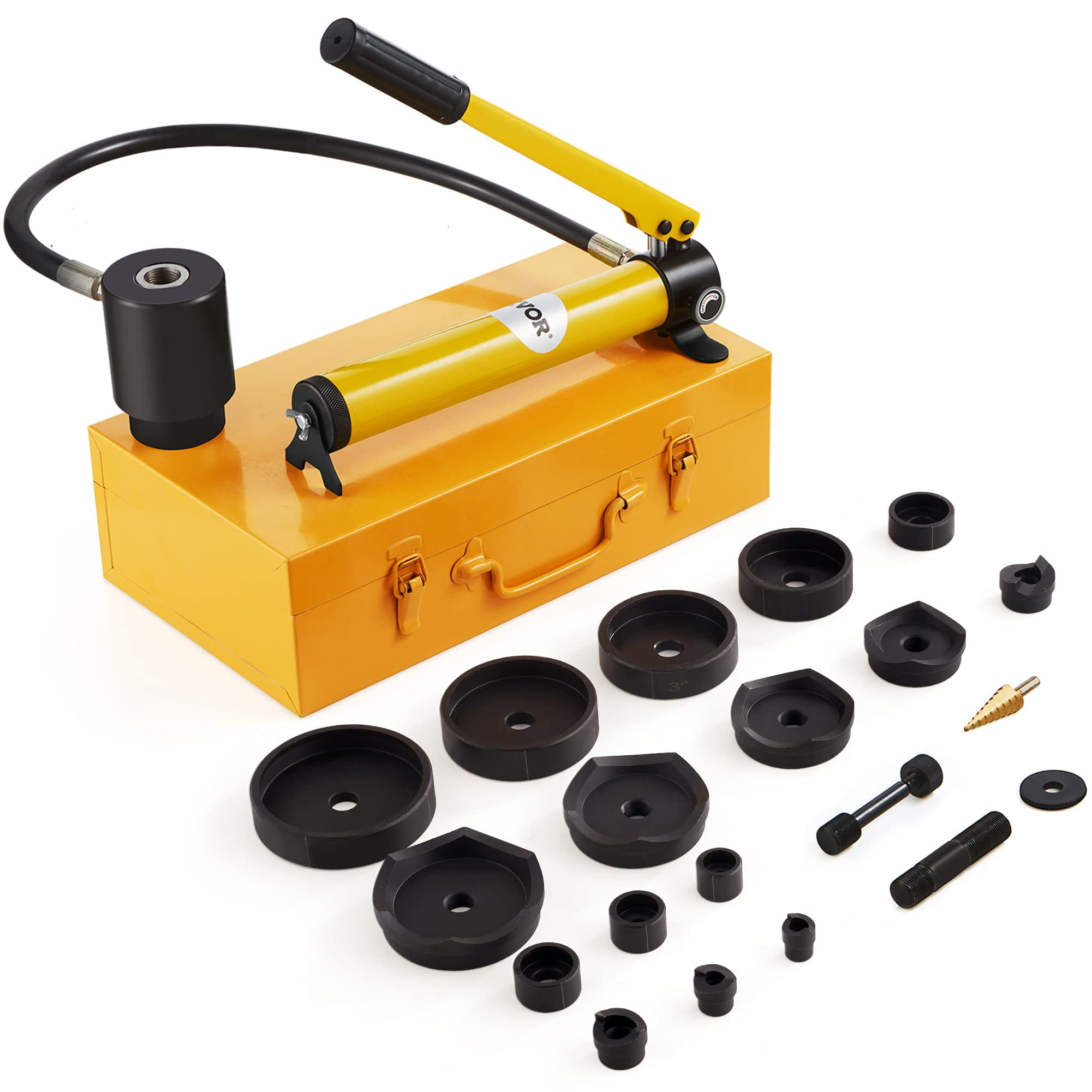 15 Ton Hydraulic Knockout Punch Kit, 1/2" to 4" Conduit Hole Cutter Set ...