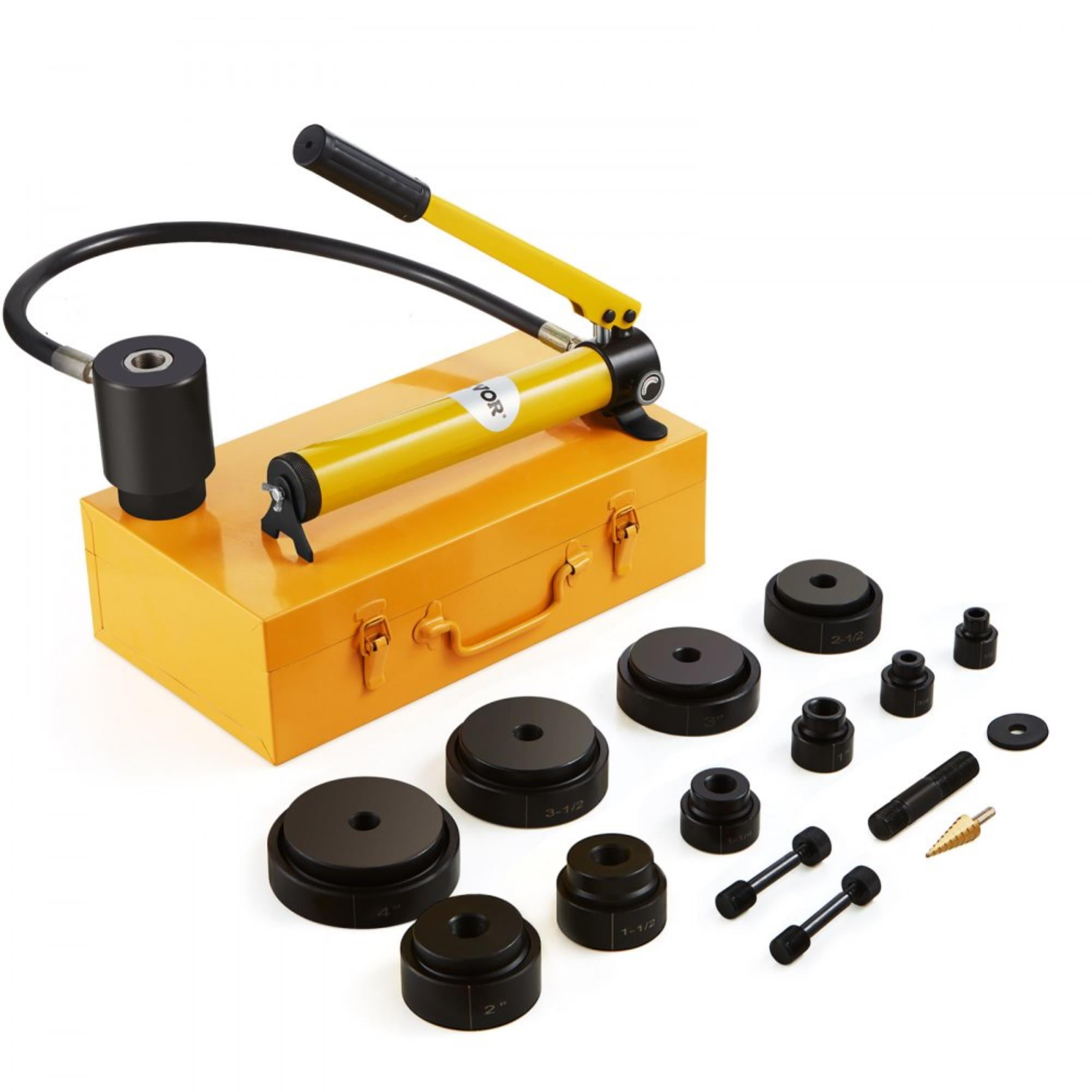 15 Ton Hydraulic Knockout Punch Kit - 10 Piece Conduit Hole Cutter Set ...