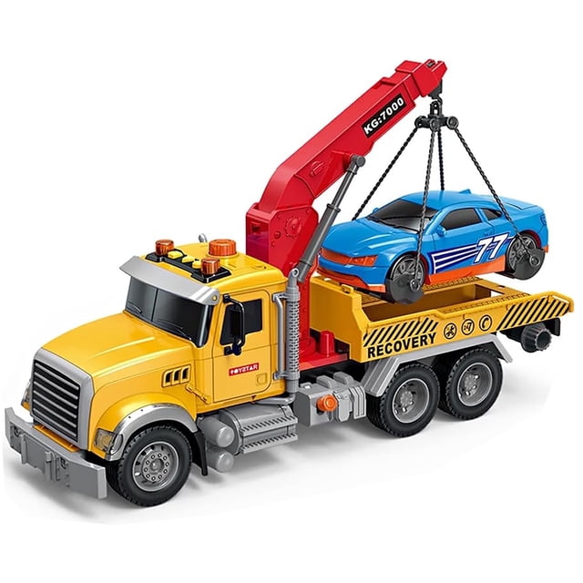 15" Tow Truck Toy with Hooks and Car for Kids Boys Girls Friction ...