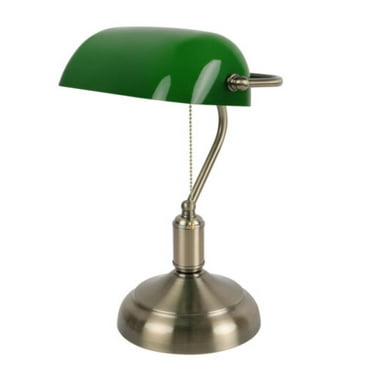 YANSUN Retro Glass Desk Lamp, Traditional Table Lamp with Green Retro ...