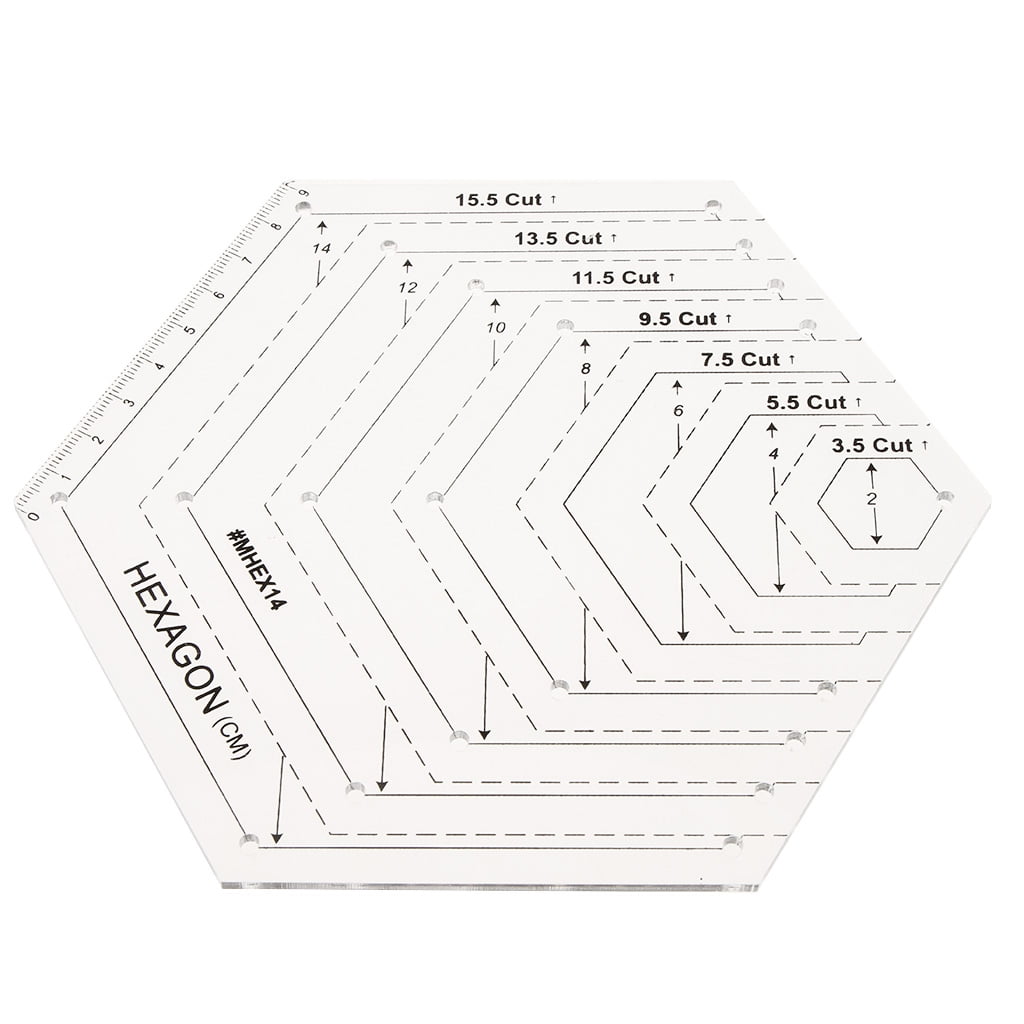 15. Transparent Hexagon Quilting Ruler Template for Home Sewing Tools ...