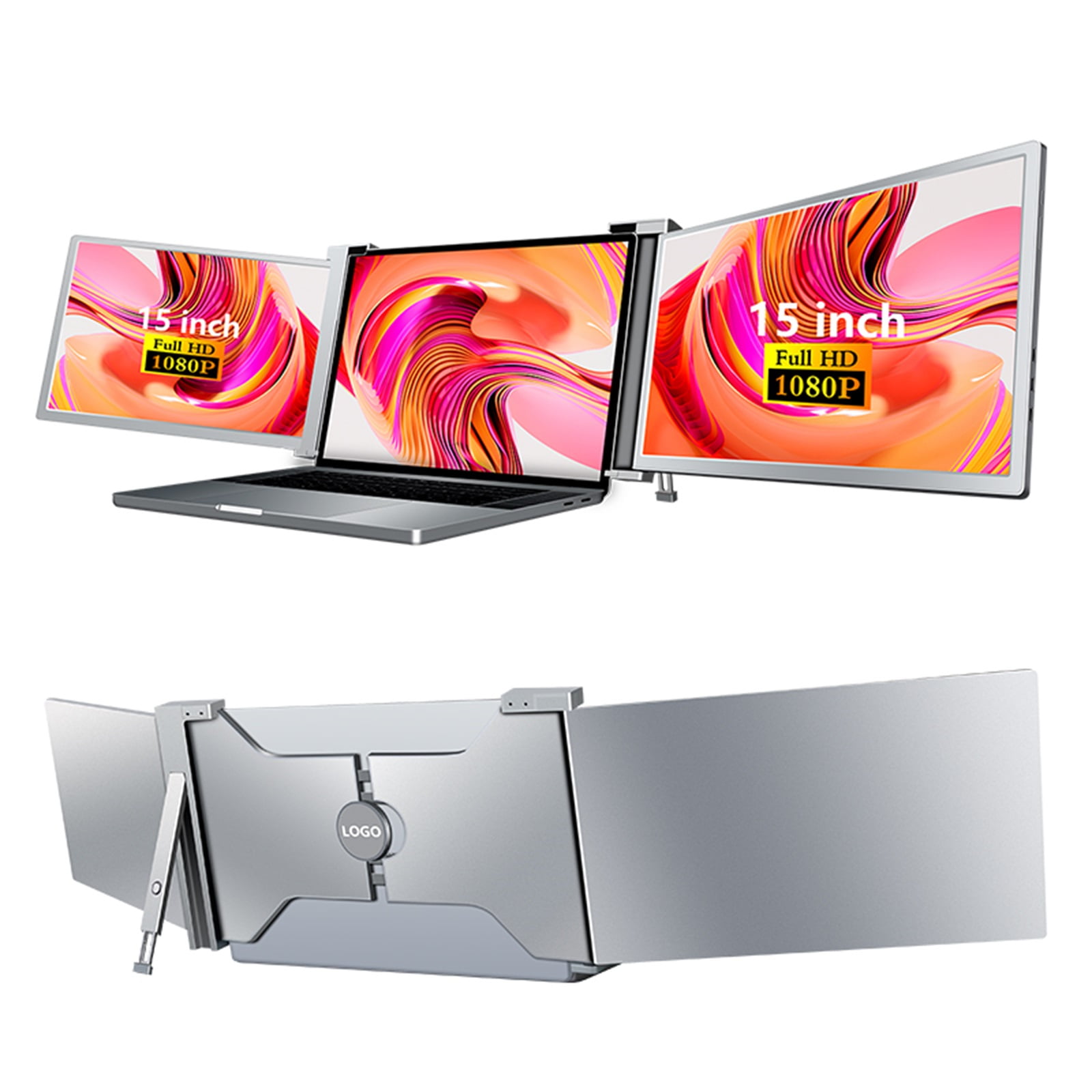 15" Triple Screen Laptop Monitor Extender, 1080P HD Laptop Screen ...