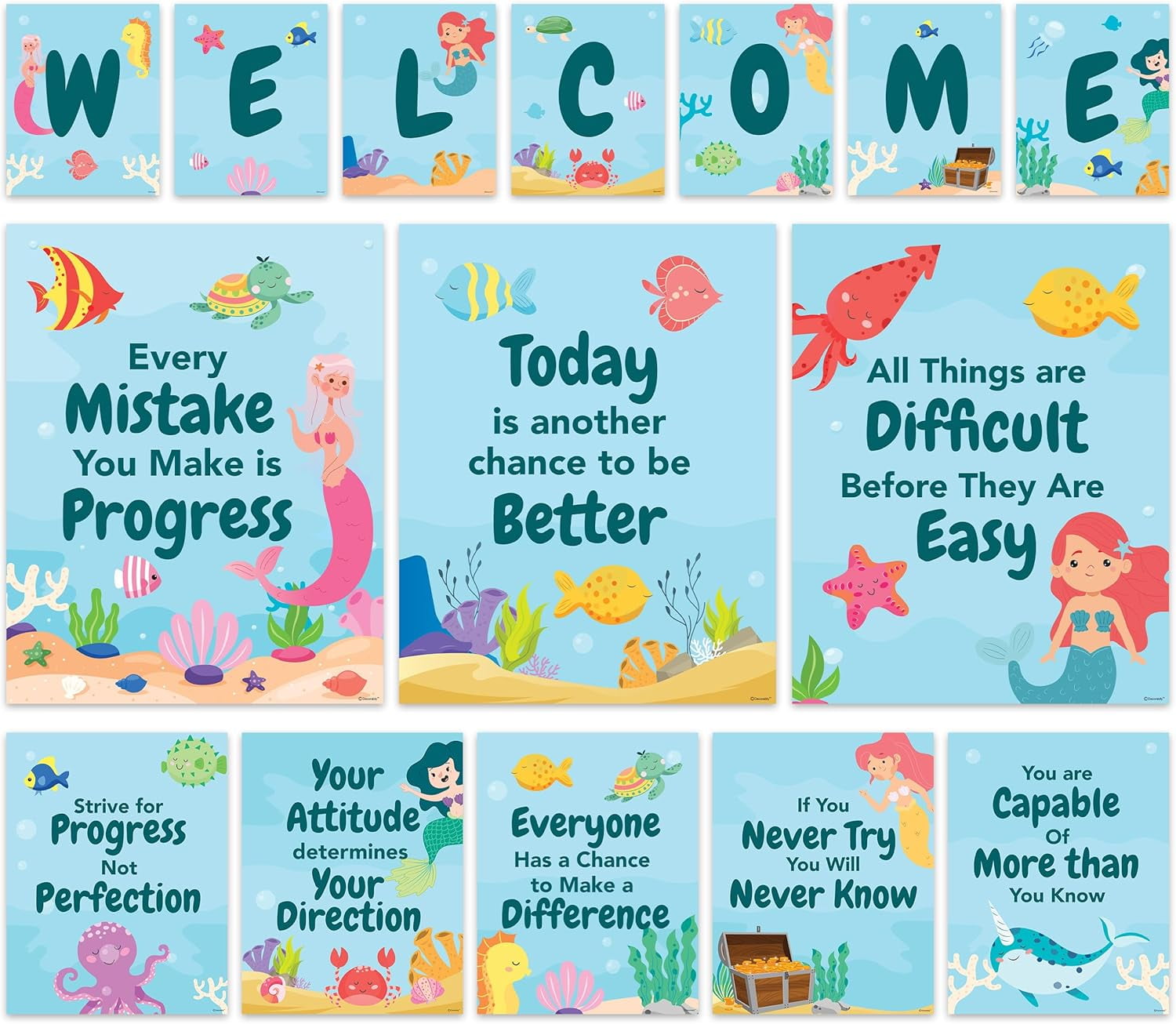 15 Under The Sea Welcome Sign Classroom Matte-Laminated Educational ...