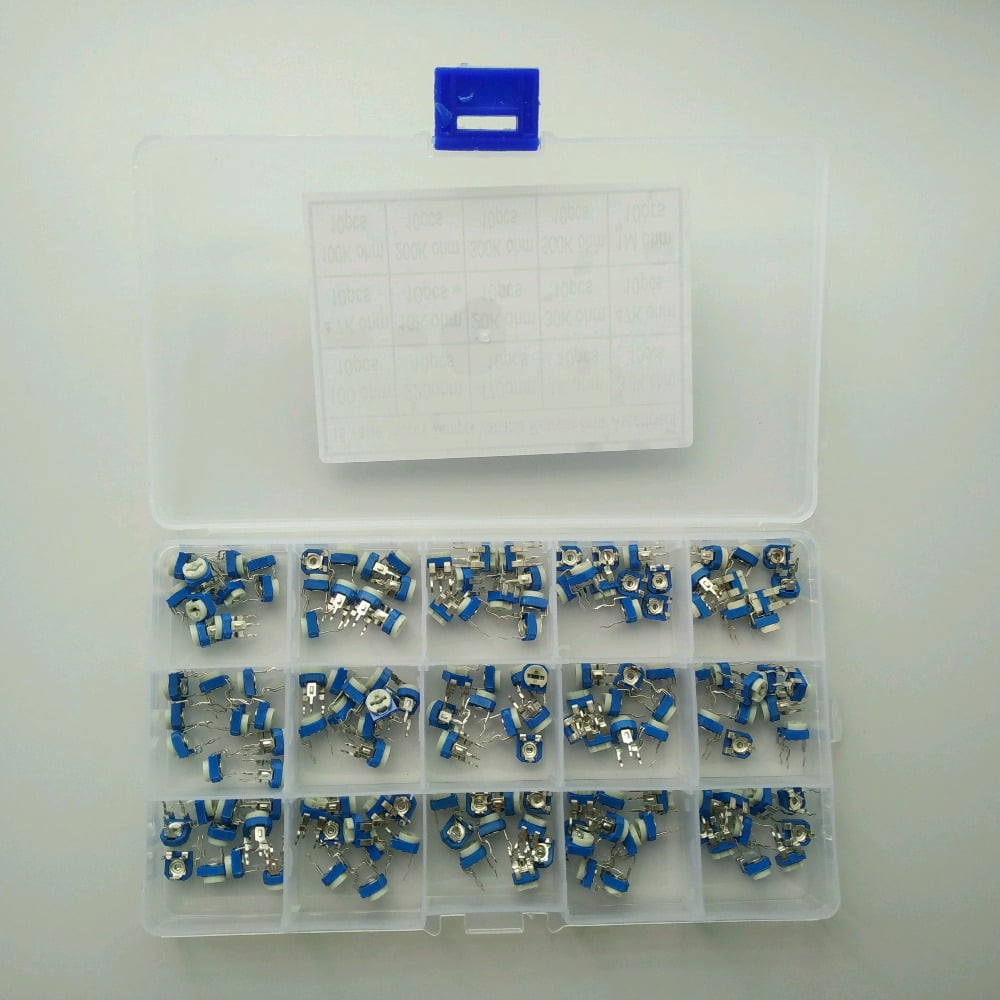 15 Values 150pcs 100 ohm~1M ohm 200 ohm 470 ohm 1K ohm 3.3K Trimpot Pot ...
