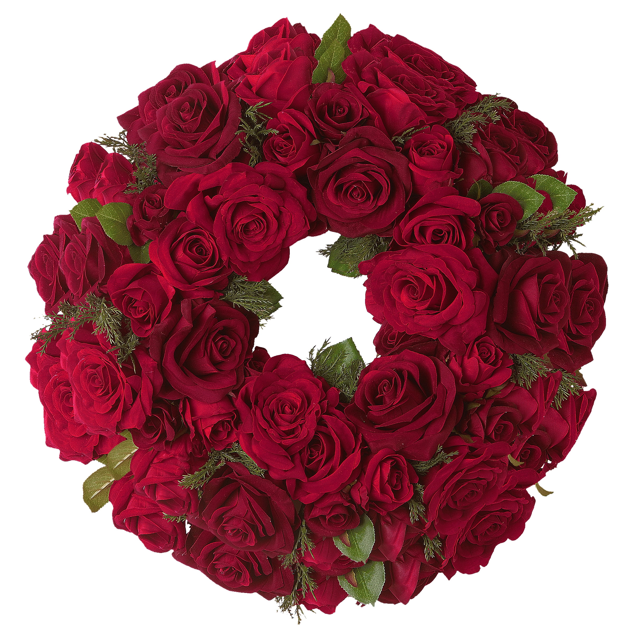 15" Velvet Red Rose Wreath - Walmart.com