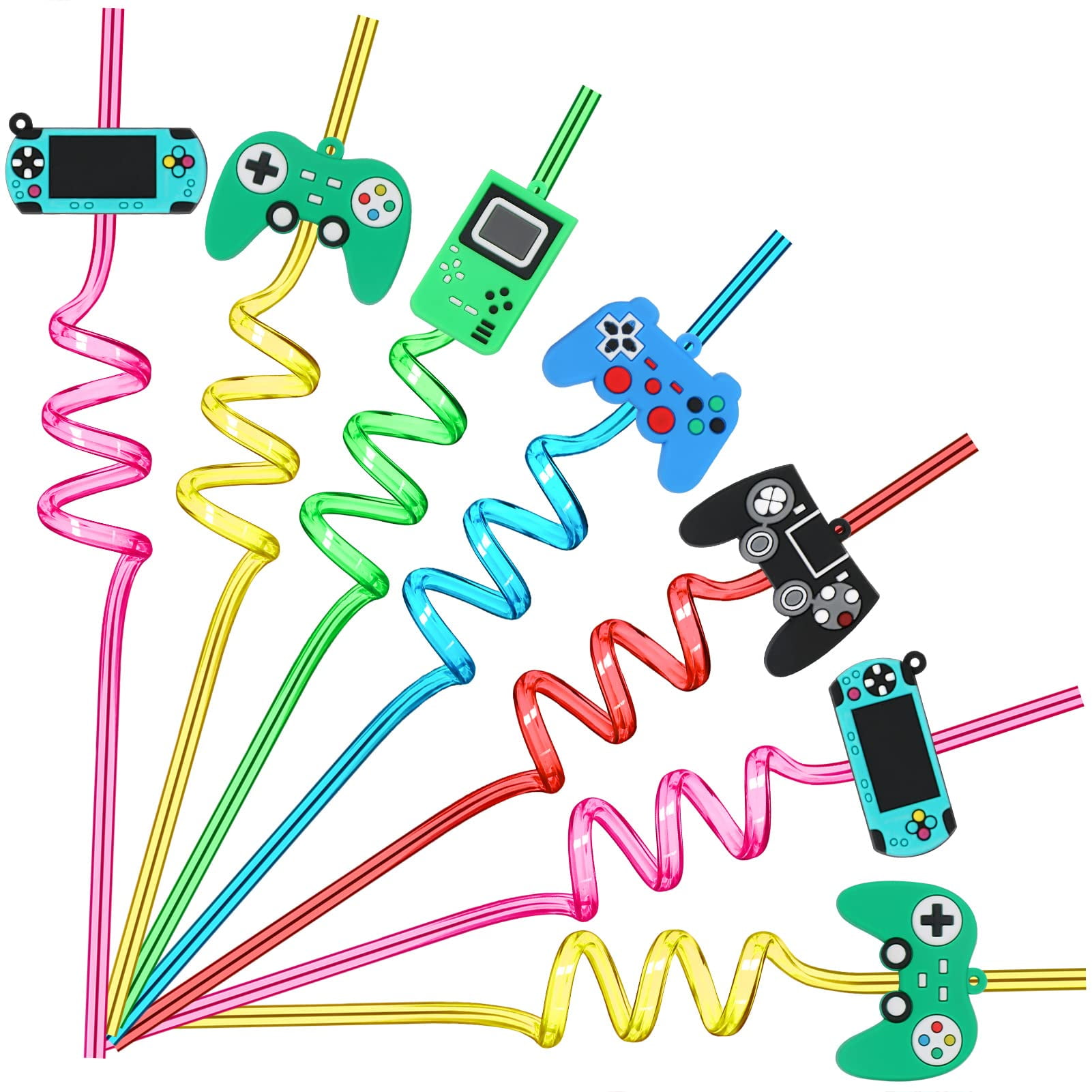15 Video Game Party Favors Game Controller Drinking Straws, LIYDE Party ...