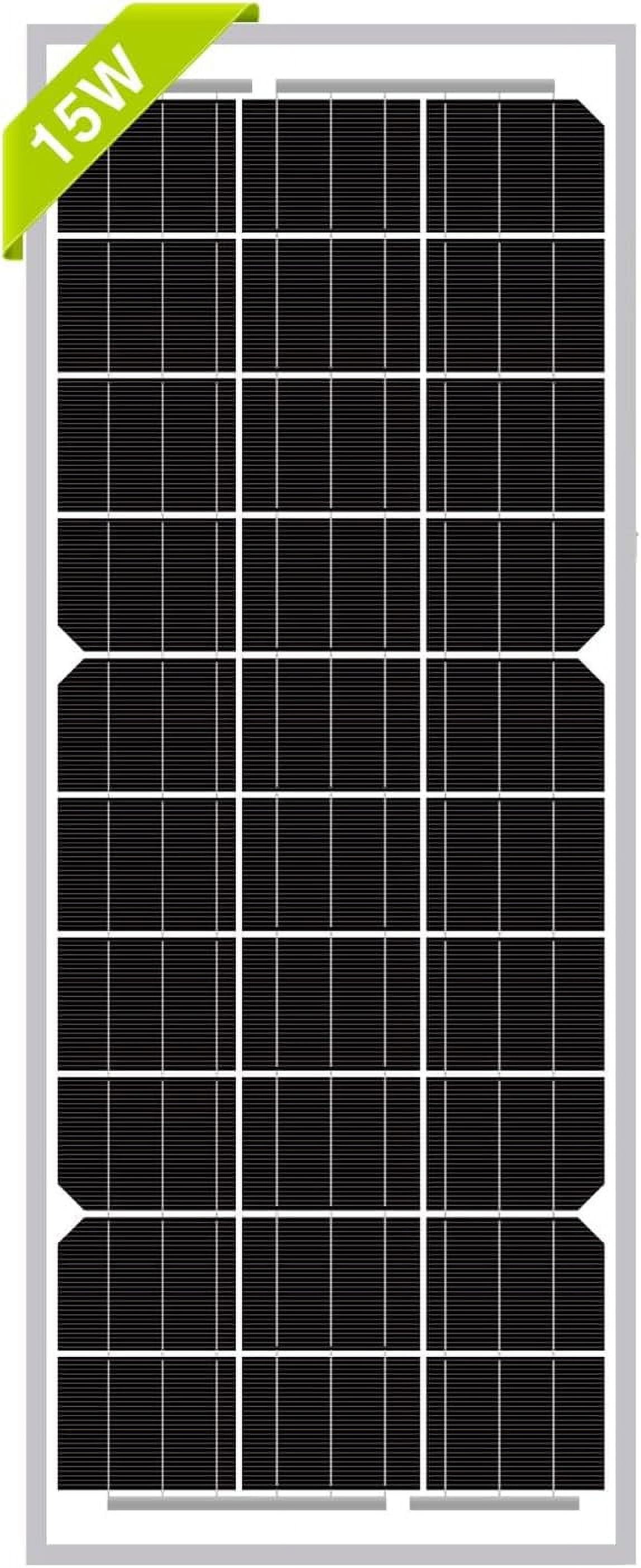 15 Watt 12 Volt Small Solar Panel, 15W 12V Mono High Efficiency Solar ...