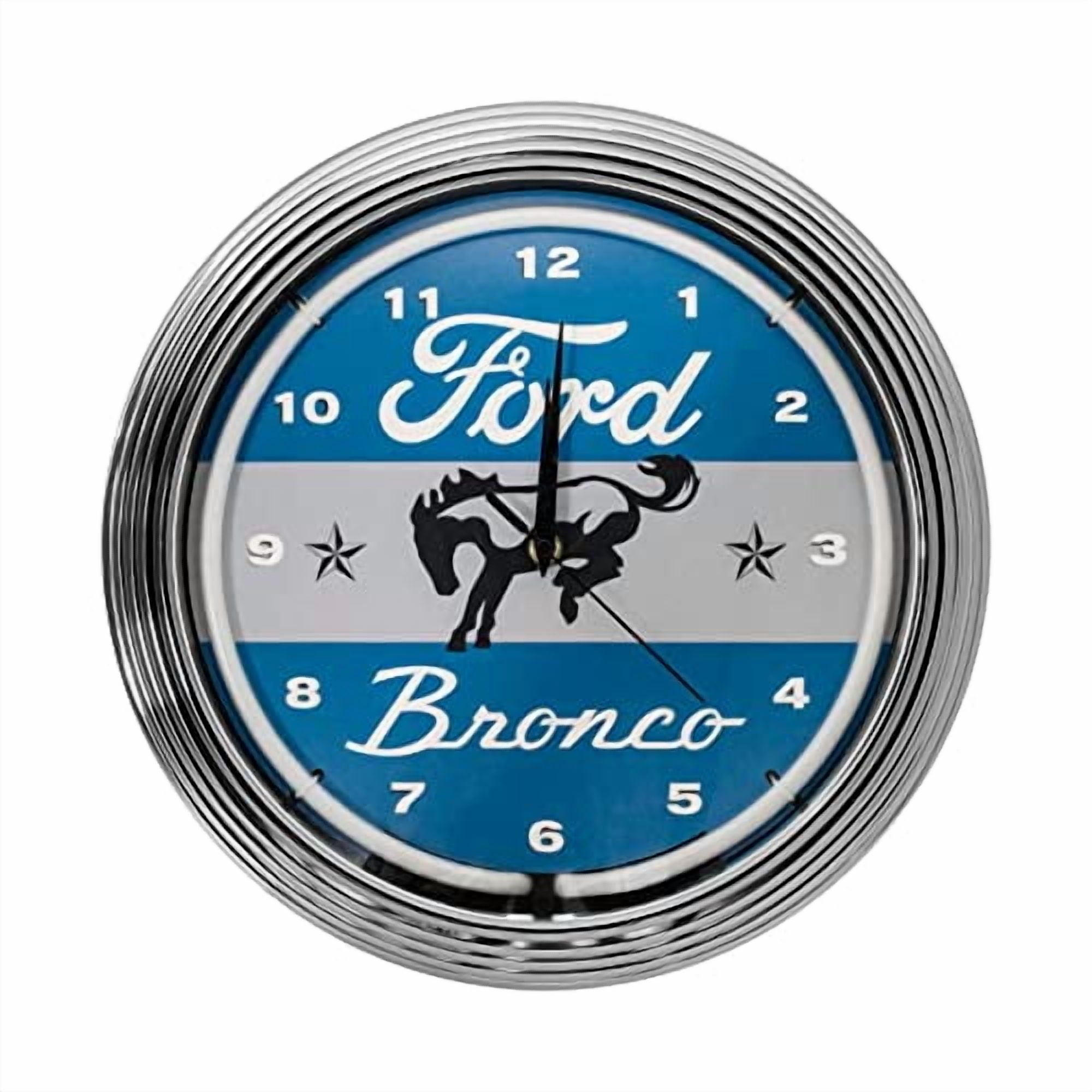 15" White & Blue Light Up Neon Wall Clock with Chrome Trim Made for ...