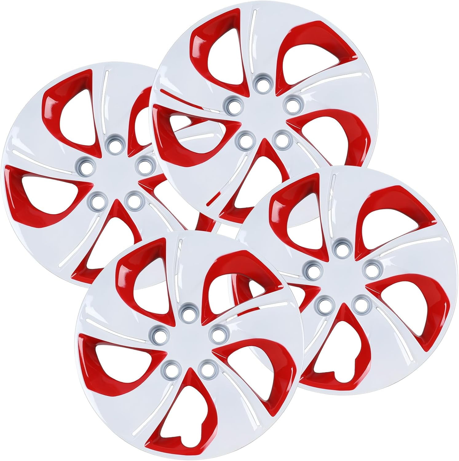 15" White Lacquer & Red Lacquer Hubcaps for Honda Civic Sedan 2013 2014 ...