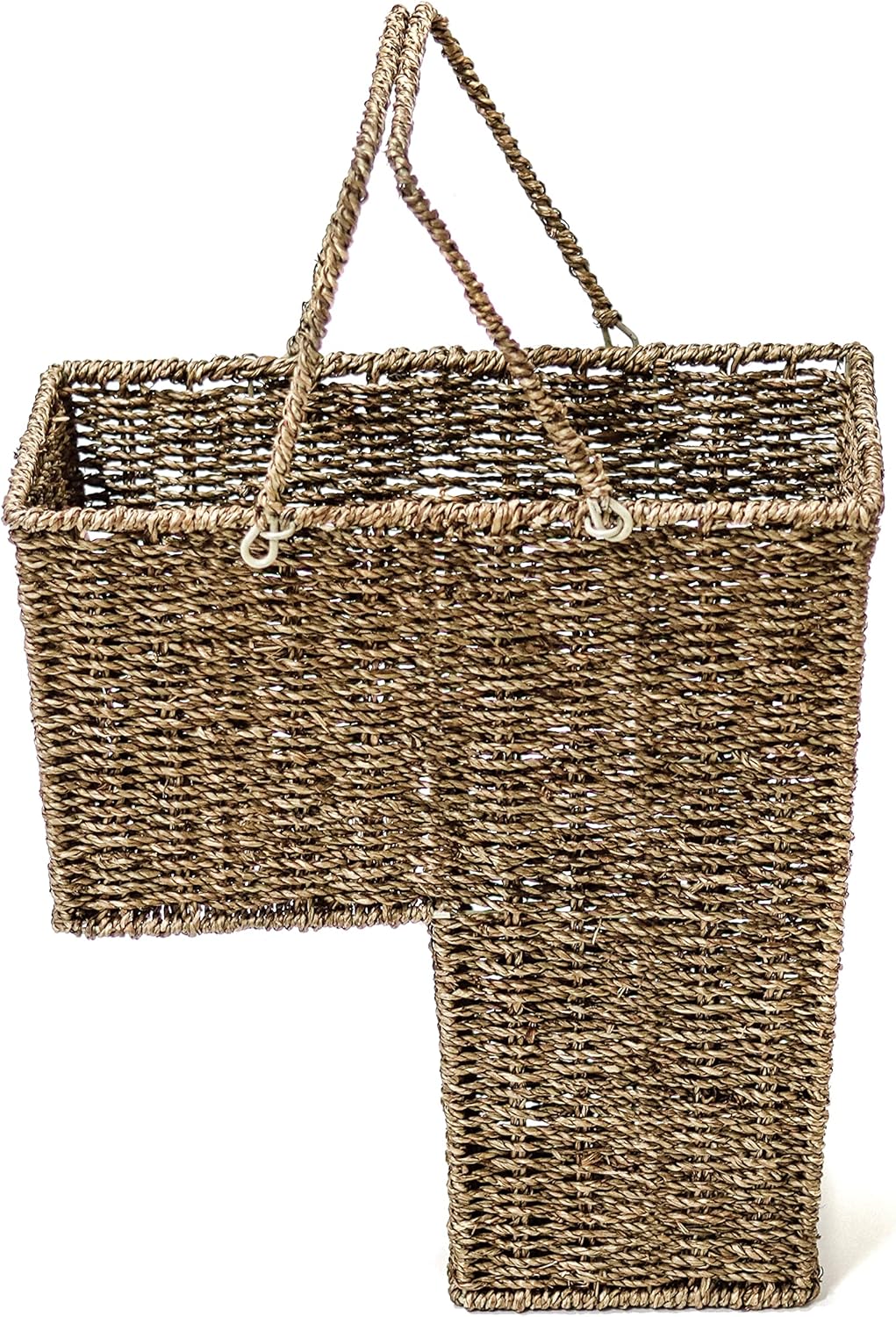 15" Wicker Storage Stair Basket with Handles (Light Brown) - Walmart.com