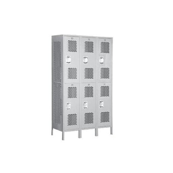 15" Wide Double Tier Vented Metal Locker - 3 Wide - 6 Feet High - 18 ...