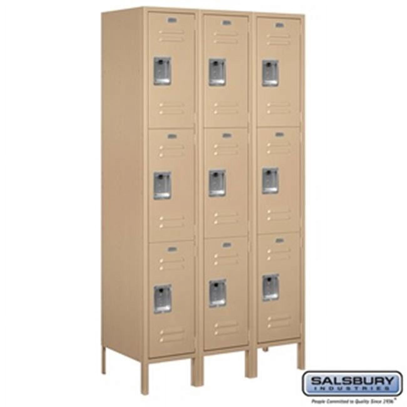 15" Wide Triple Tier Standard Metal Locker - 3 Wide - 6 Feet High - 18 ...