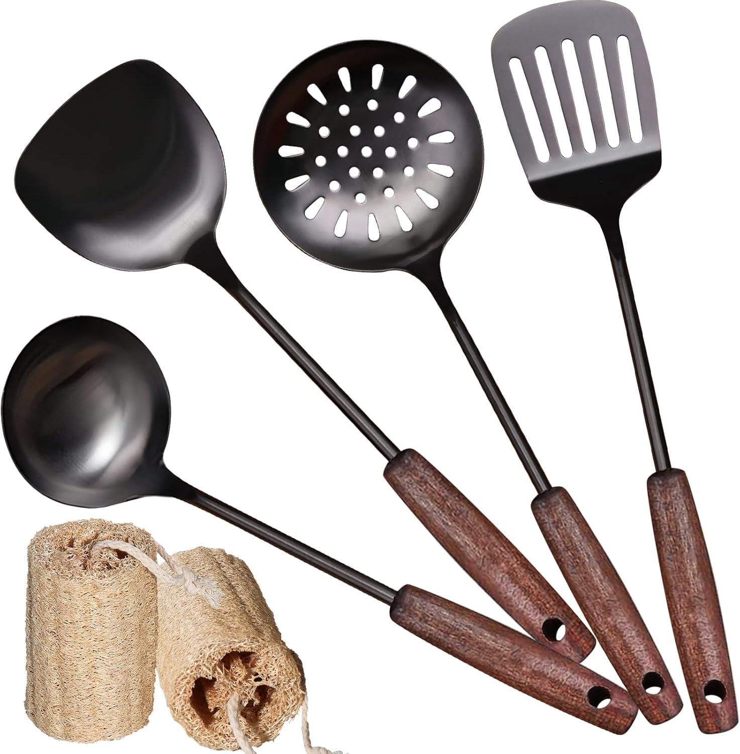 15" Wok Spatula Turner and Ladle,Skimmer Spoon Tool Set - 304 Stainless ...