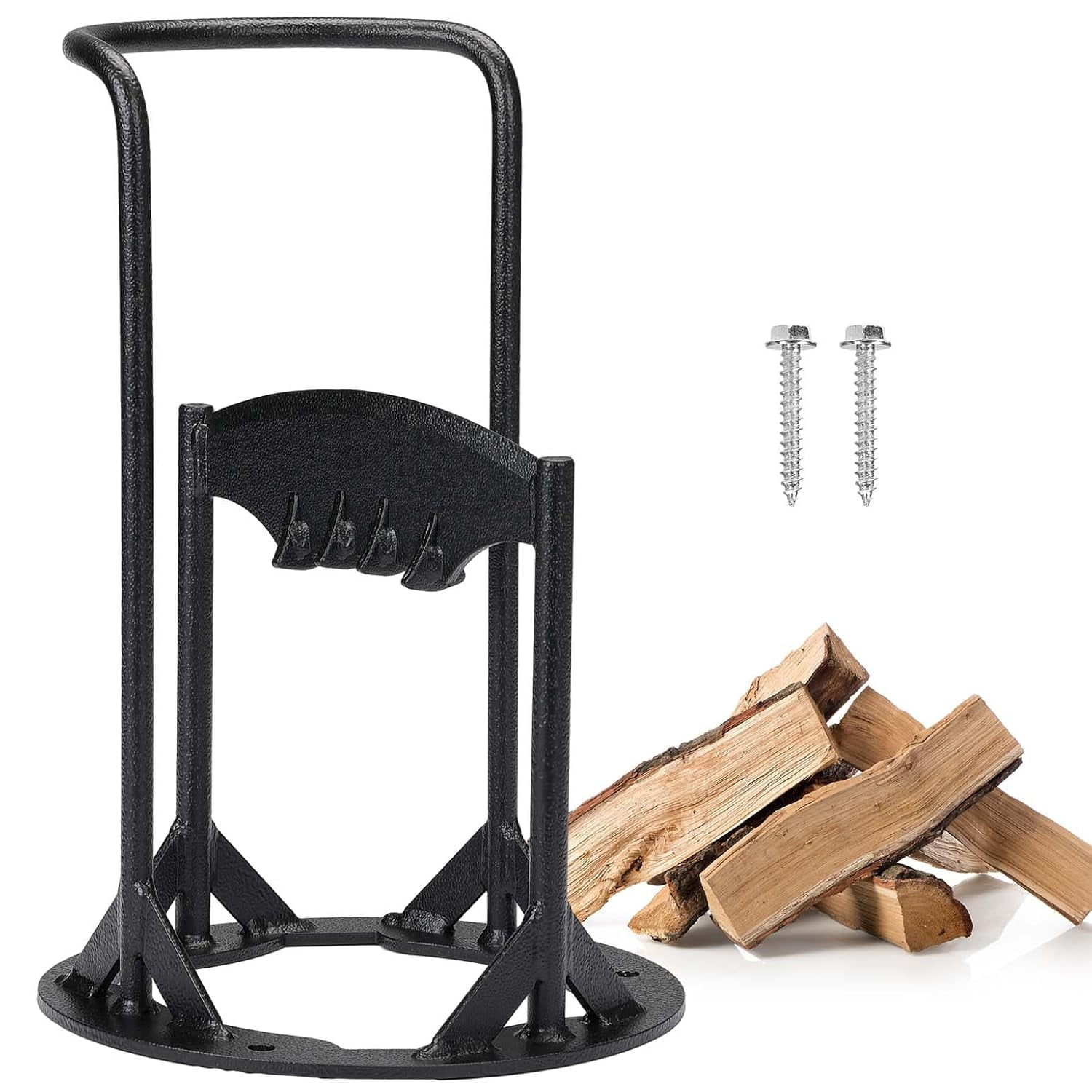 15“ XL Kindling , 8.6lbs Heavy Duty Cast Iron Log Wedge, Open Top Ring ...