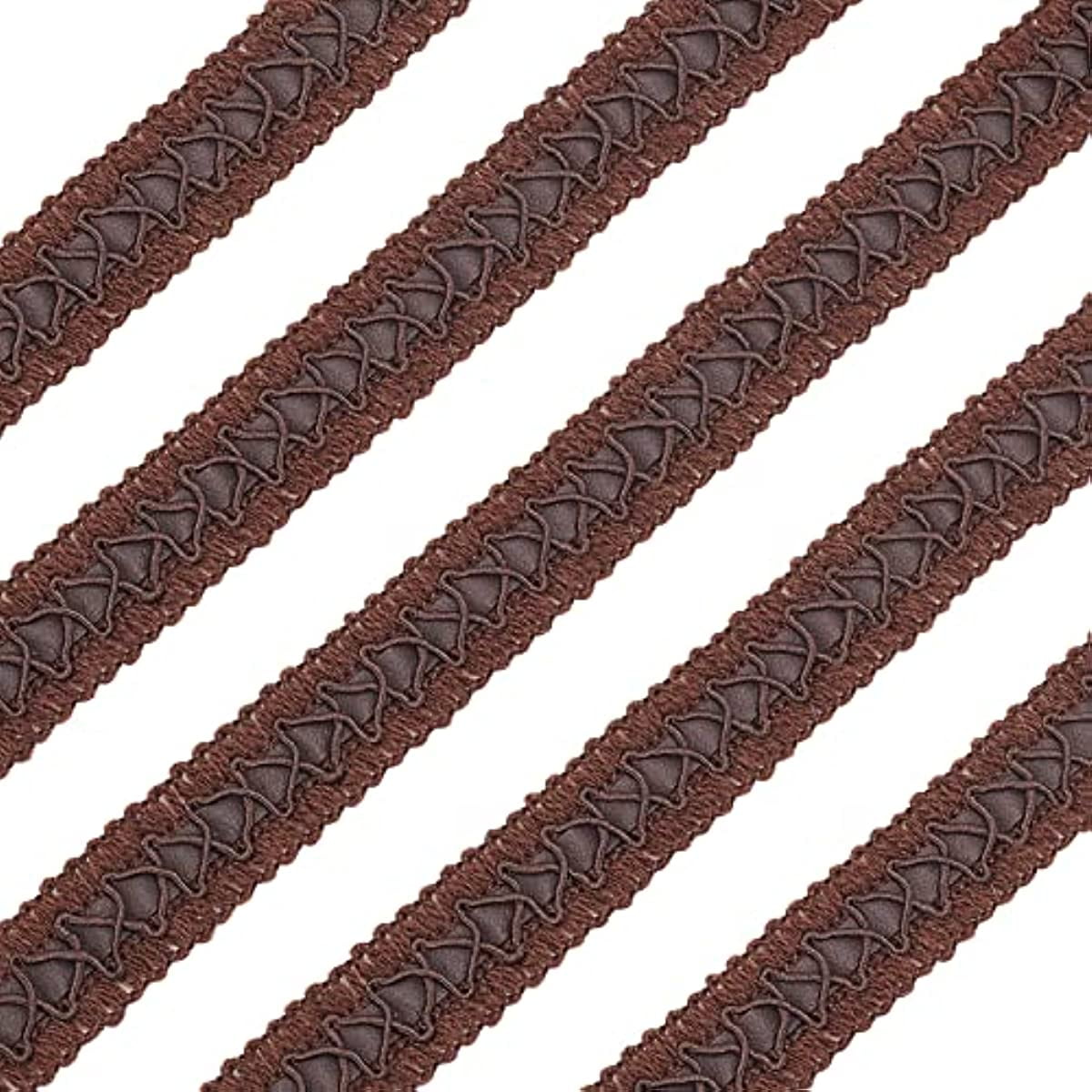 15 Yard Faux Leather Braid Trims with Curve Lace Coconut Brown ...